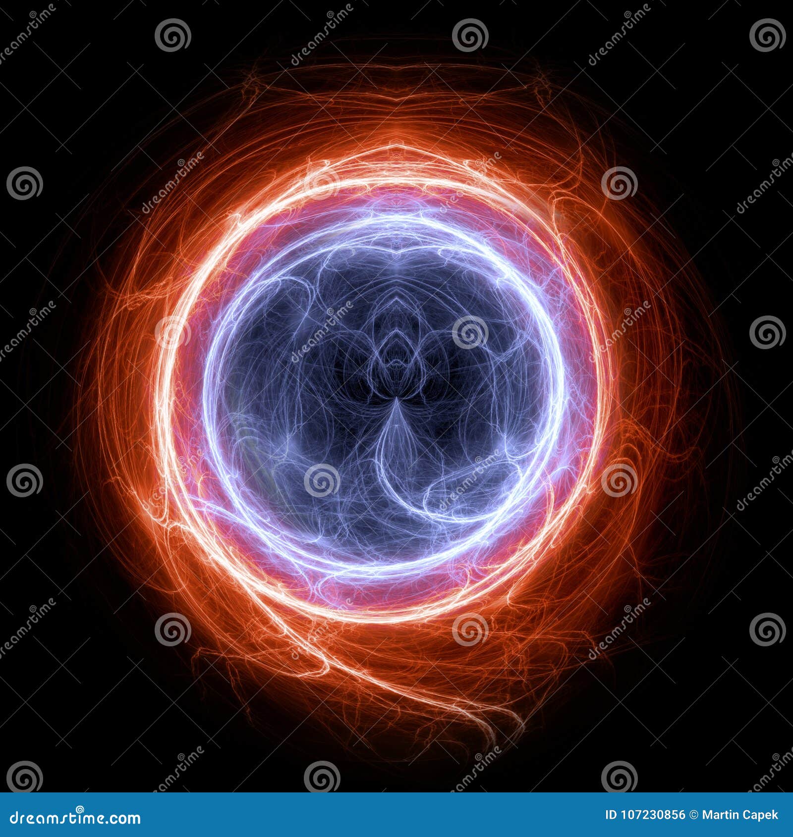 Fire and Ice Circle Plasma and Energy Electrical Lightning Stock ...