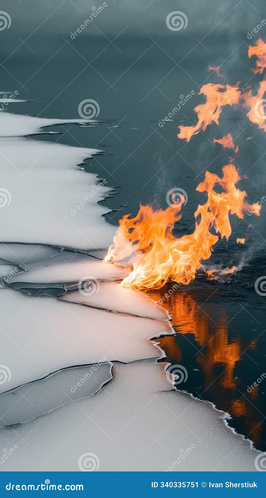 Fire and Ice Collide in a Dramatic Display of Elemental Forces. Stock ...
