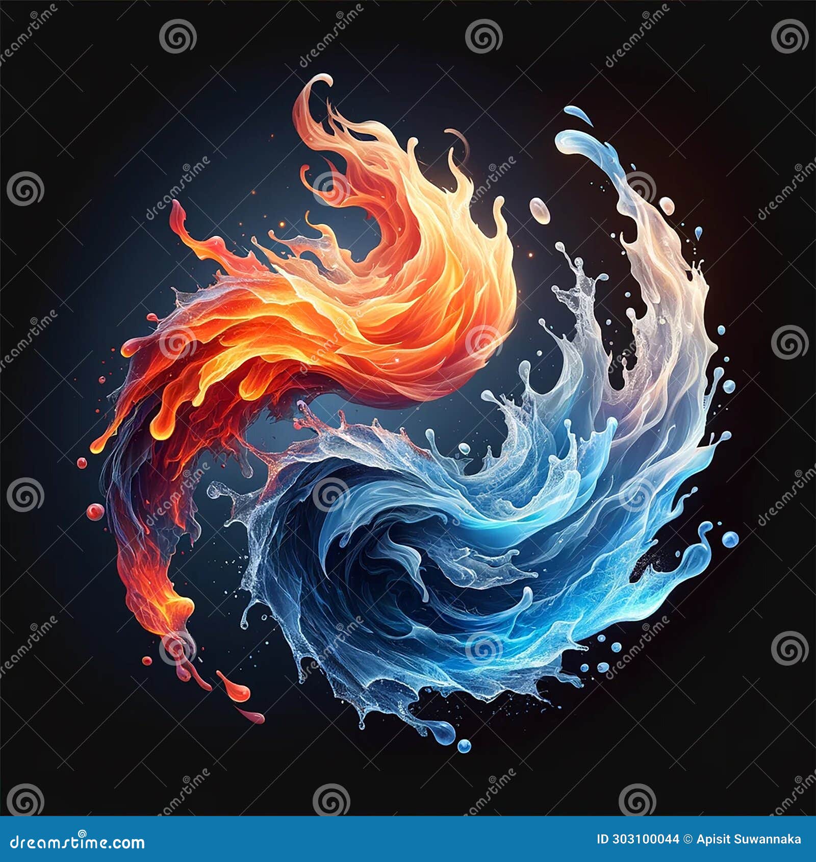 Fire and Ice Concept Design Stock Illustration - Illustration of mist ...