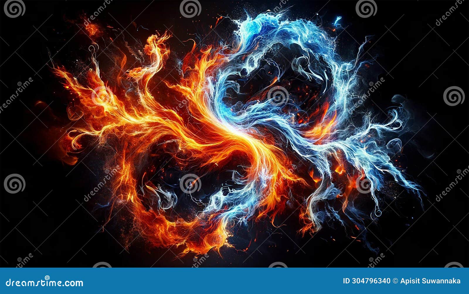 Fire and Ice Concept Design with Spark Stock Illustration ...