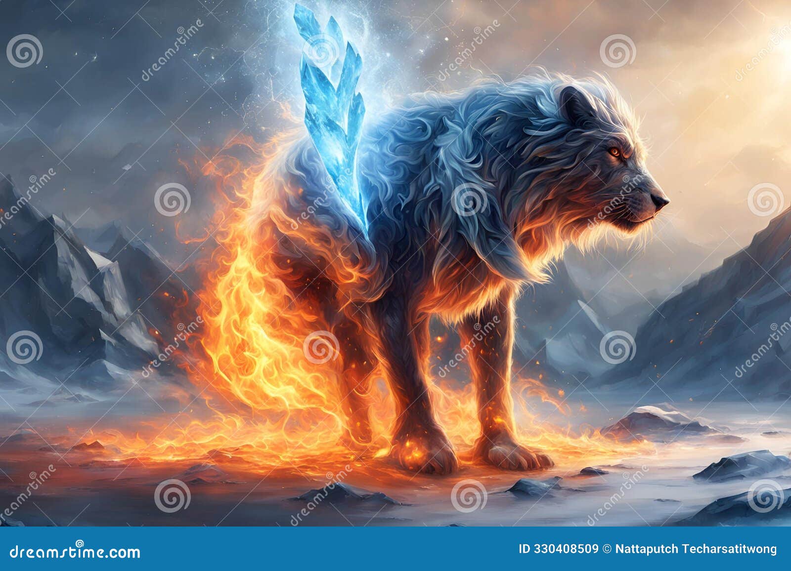 Fire and Ice Concept Design with Spark Cool Wallpapers Stock ...