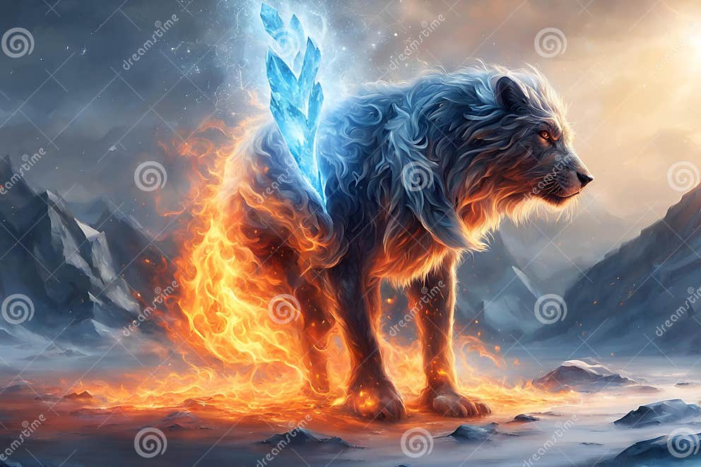 Fire and Ice Concept Design with Spark Cool Wallpapers Stock ...