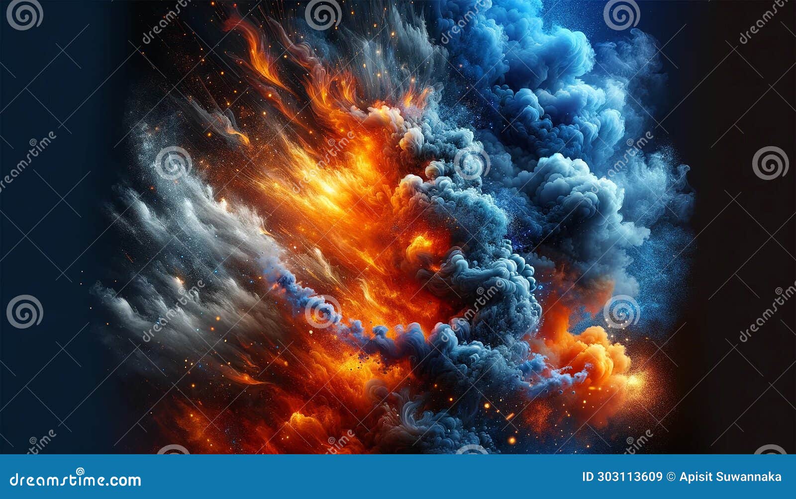 Fire And Ice Concept Design With Spark Stock Illustration Illustration Of Heat Element 303113609