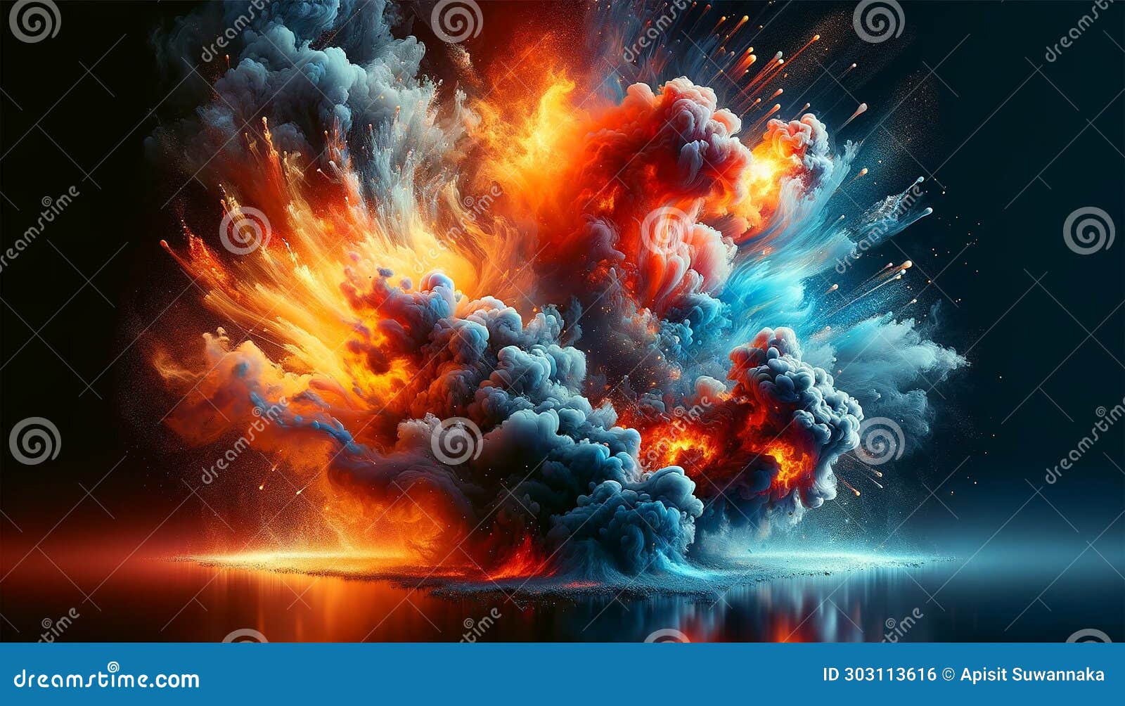 Fire And Ice Concept Design With Spark Stock Illustration Illustration Of Force Concept