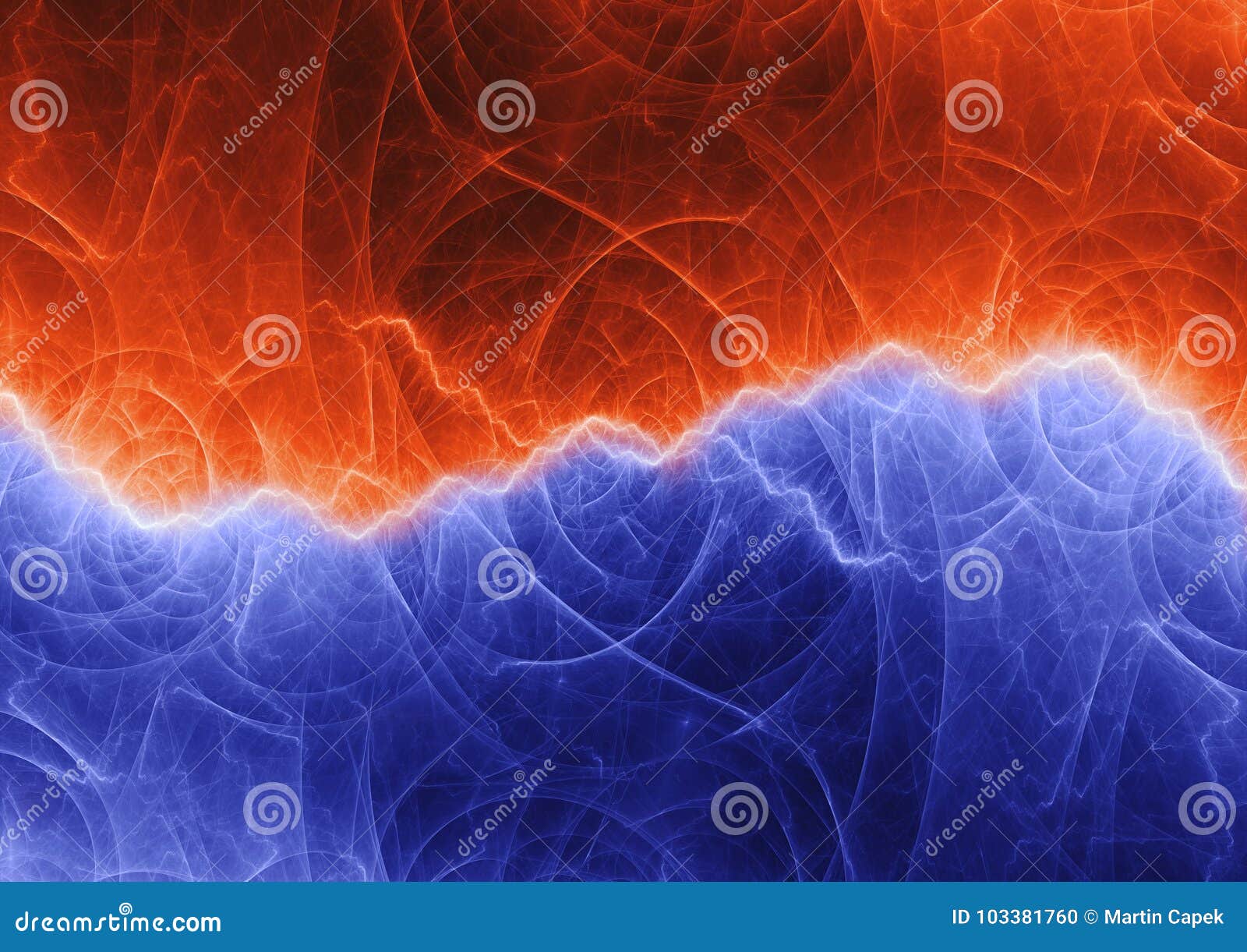 Fire and Ice Electrical Lightning Stock Illustration - Illustration of ...