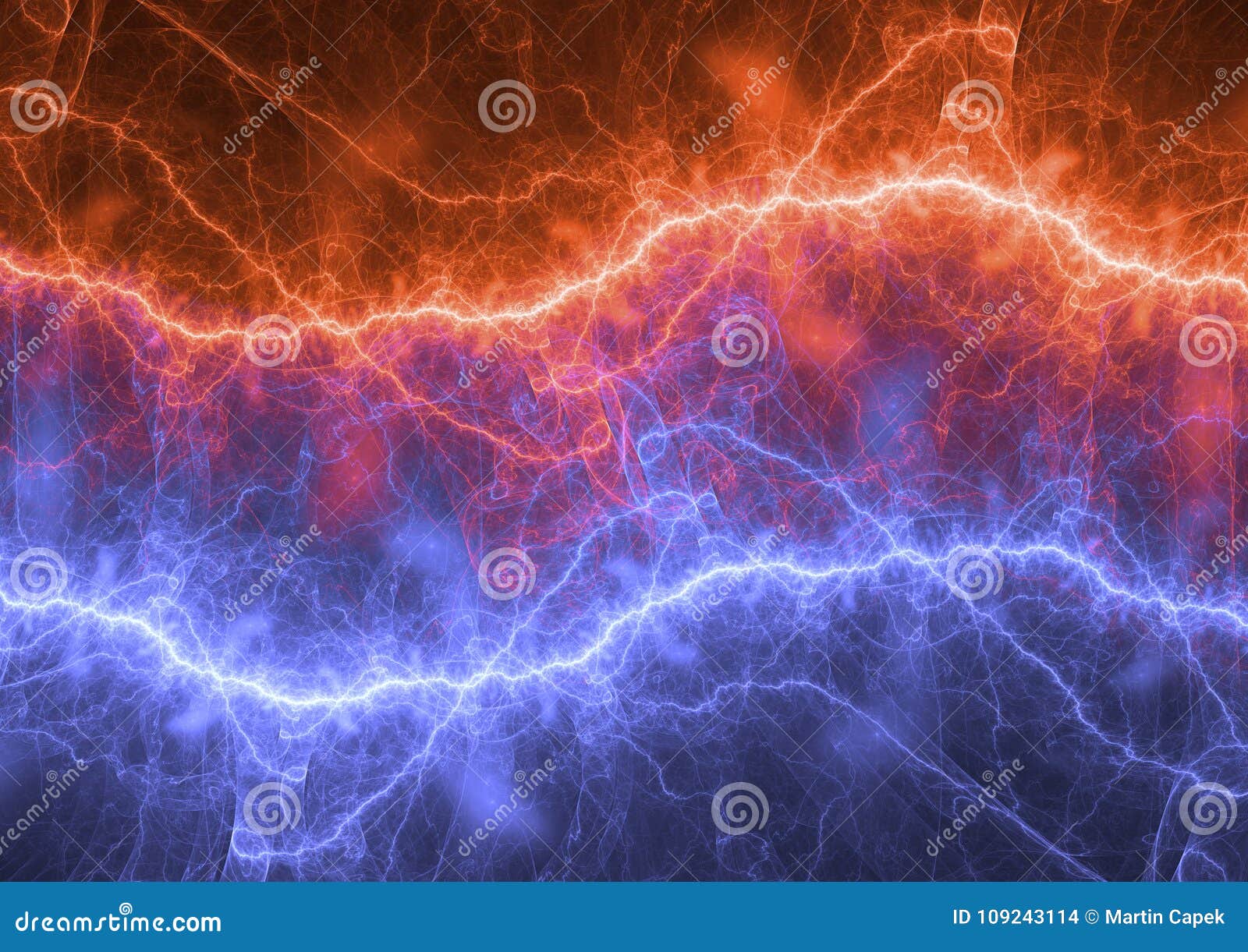 Fire and Ice Electrical Lightning Stock Illustration - Illustration of ...