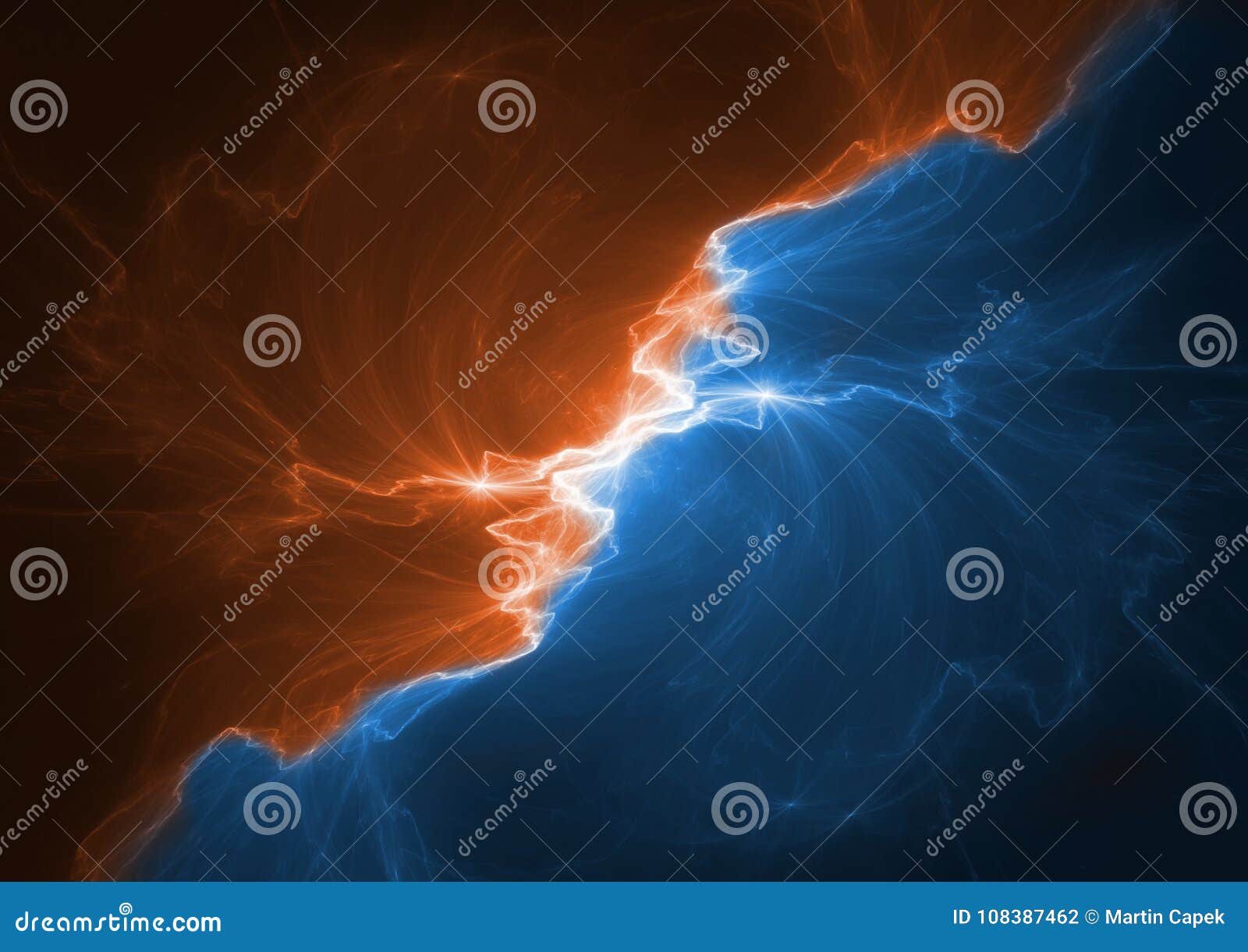 Fire and Ice Electrical Lightning Stock Illustration - Illustration of ...