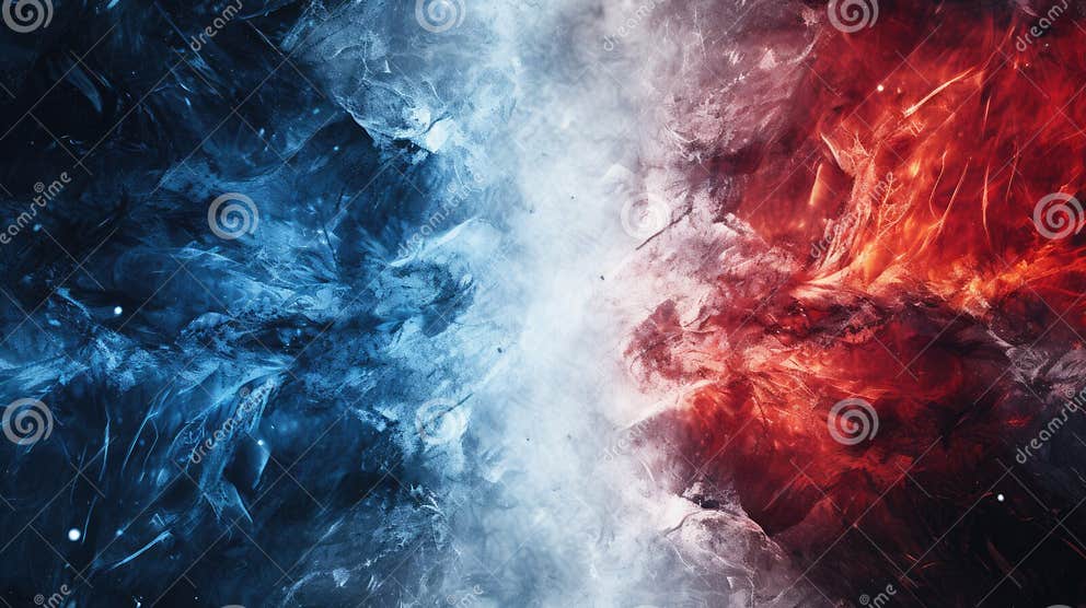 Fire and Ice Element Separated from Each Other. a Stream of Fire and ...