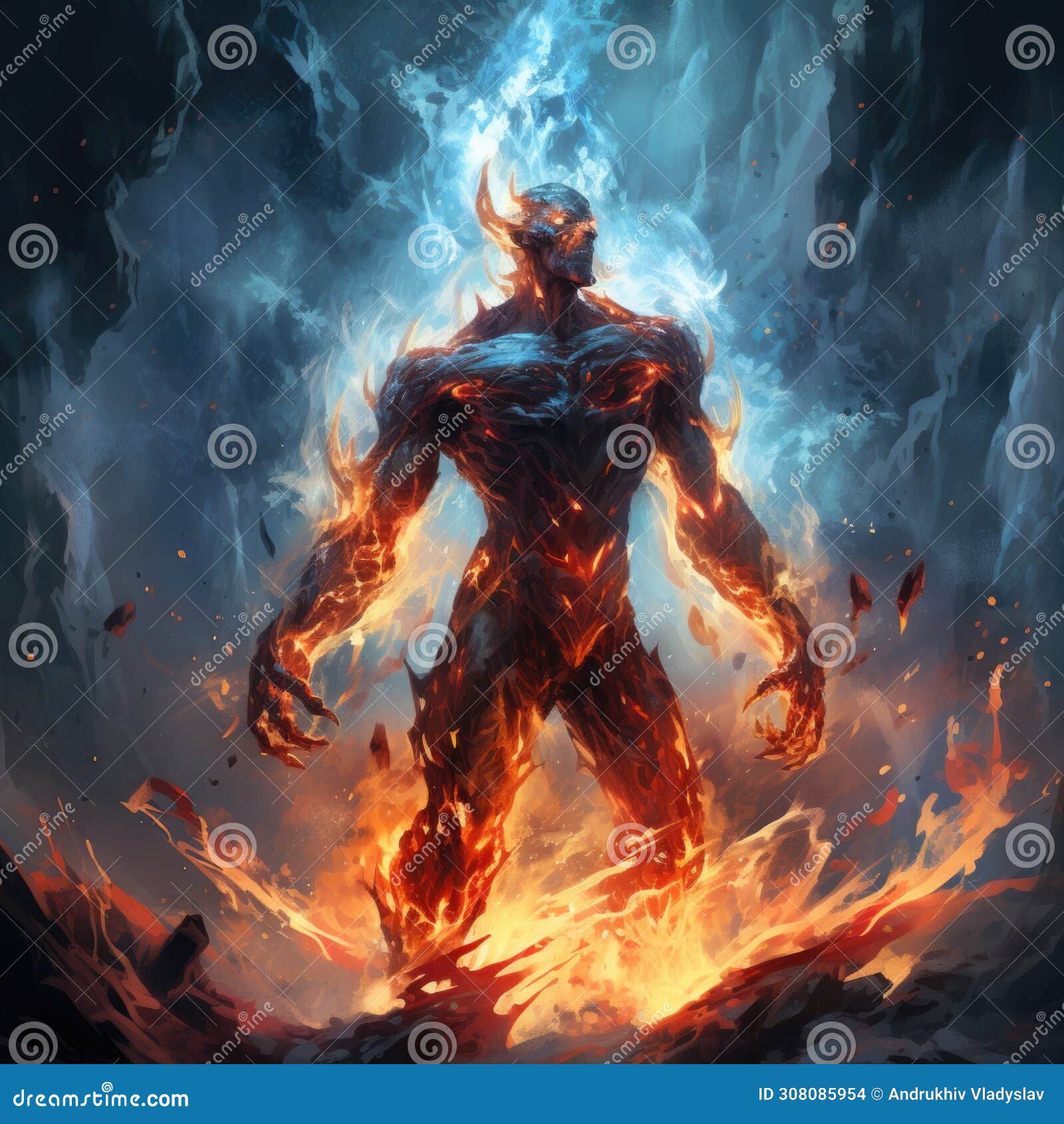 Fire and Ice Elemental stock illustration. Illustration of motion ...