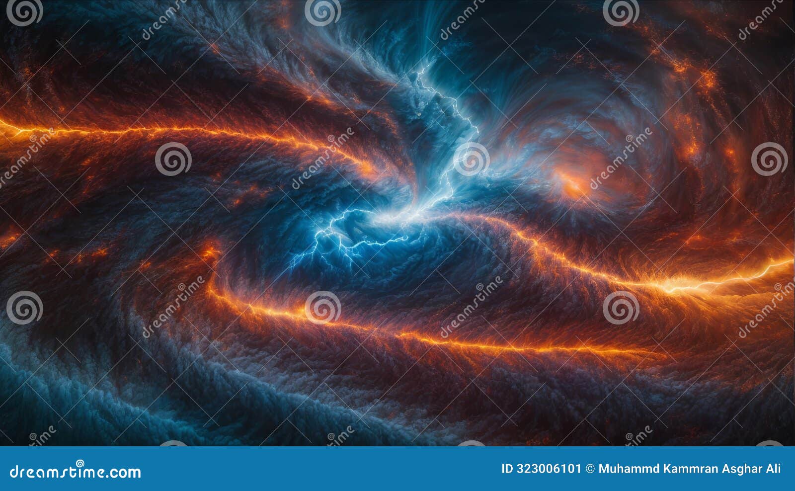 Fire and Ice Fractal Lightning, Plasma Power Background Stock ...