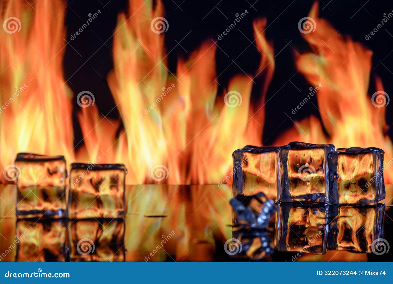 Fire and Ice, Hot and Cold Concept. Peace and War 3 Stock Illustration ...
