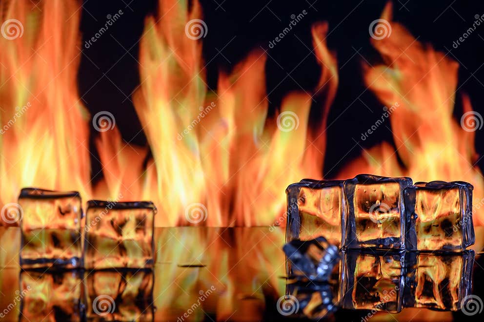 Fire and Ice, Hot and Cold Concept. Peace and War 3 Stock Illustration ...
