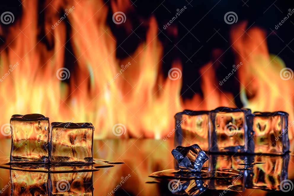 Fire and Ice, Hot and Cold Concept. Peace and War 2 Stock Photo - Image ...