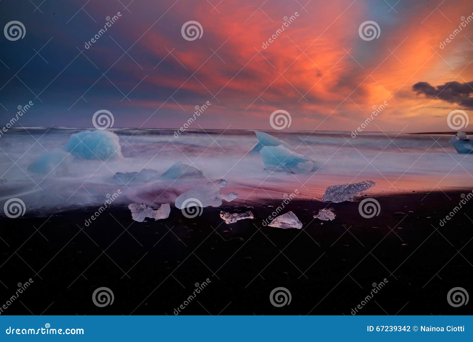 Fire and ice stock photo. Image of iceberg, iceland, sunset - 67239342