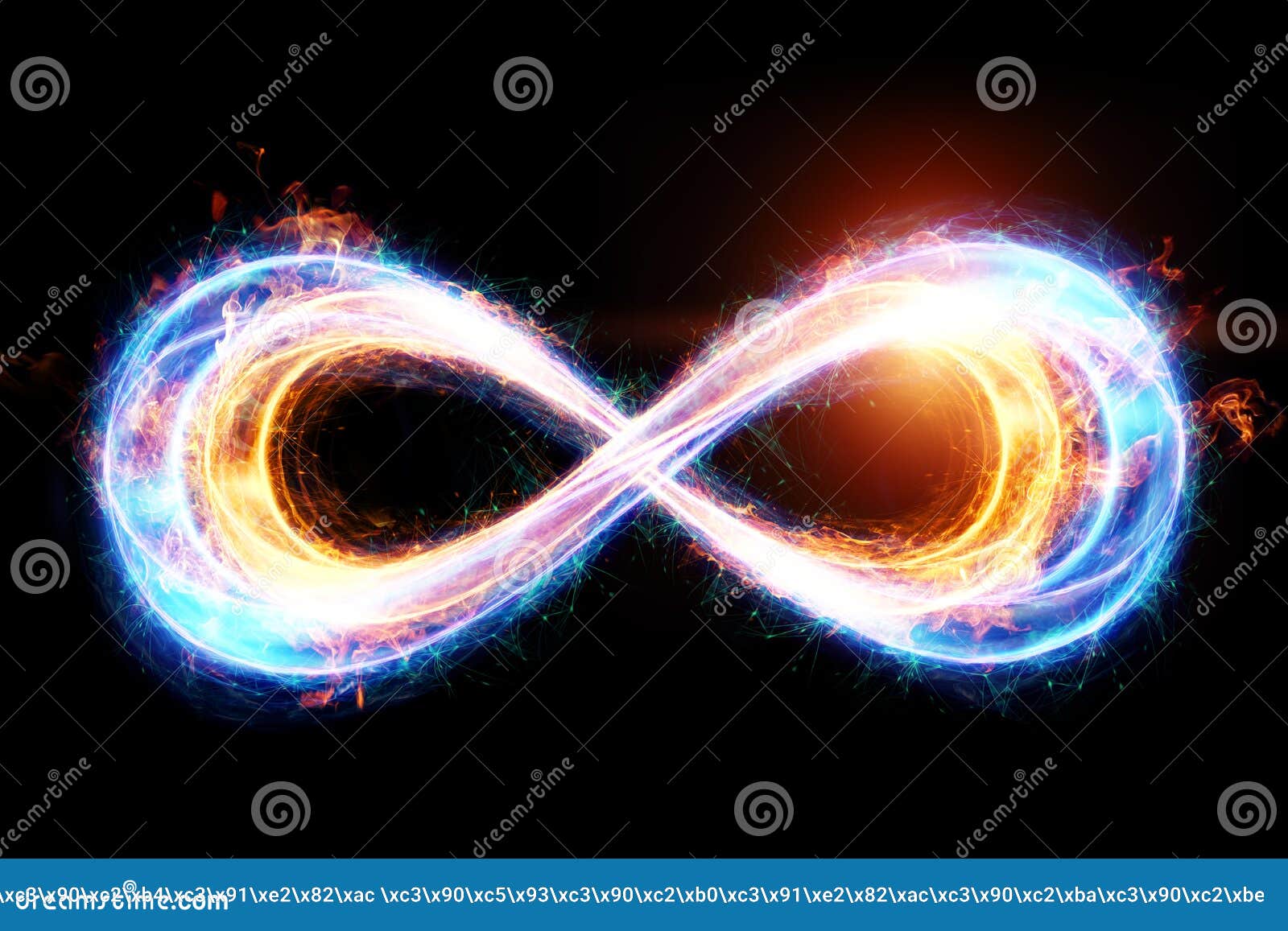 Fire Ice Infinity Sign Isolated on Black Background Stock Photo - Image ...