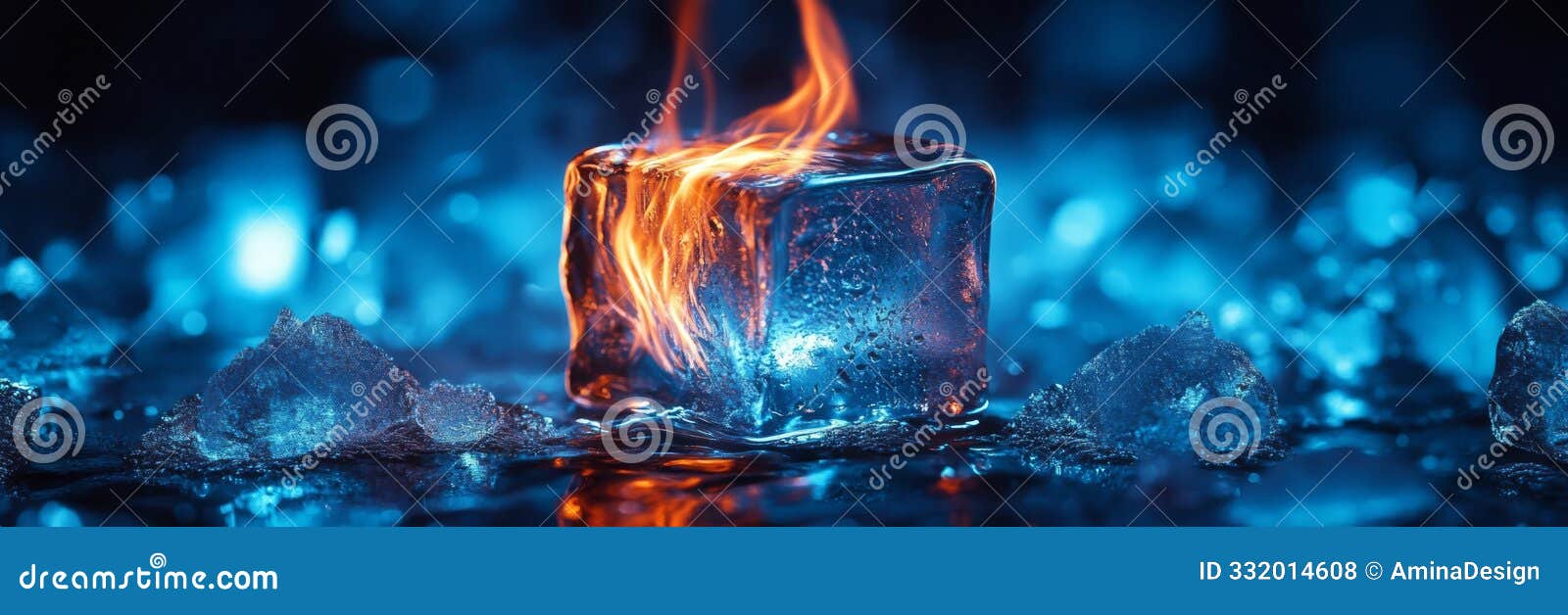 Fire and Ice an Intriguing Contrast of a Flaming Ice Cube Captivating ...