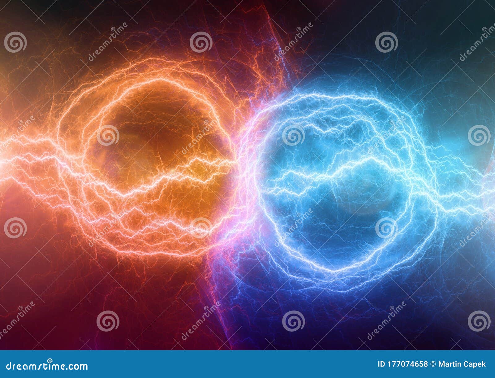 Fire and Ice Lightning, Abstract Electrical Background Stock ...