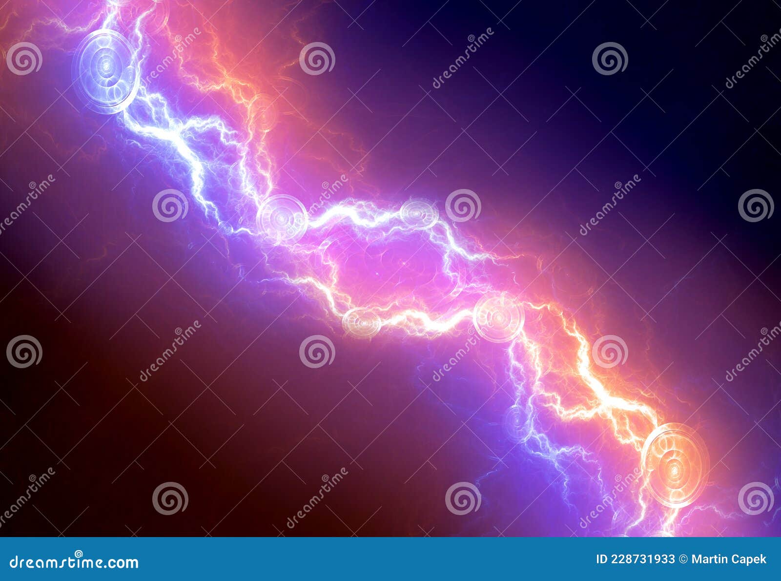 Fire and Ice Lightning, Abstract Plasma Stock Illustration ...