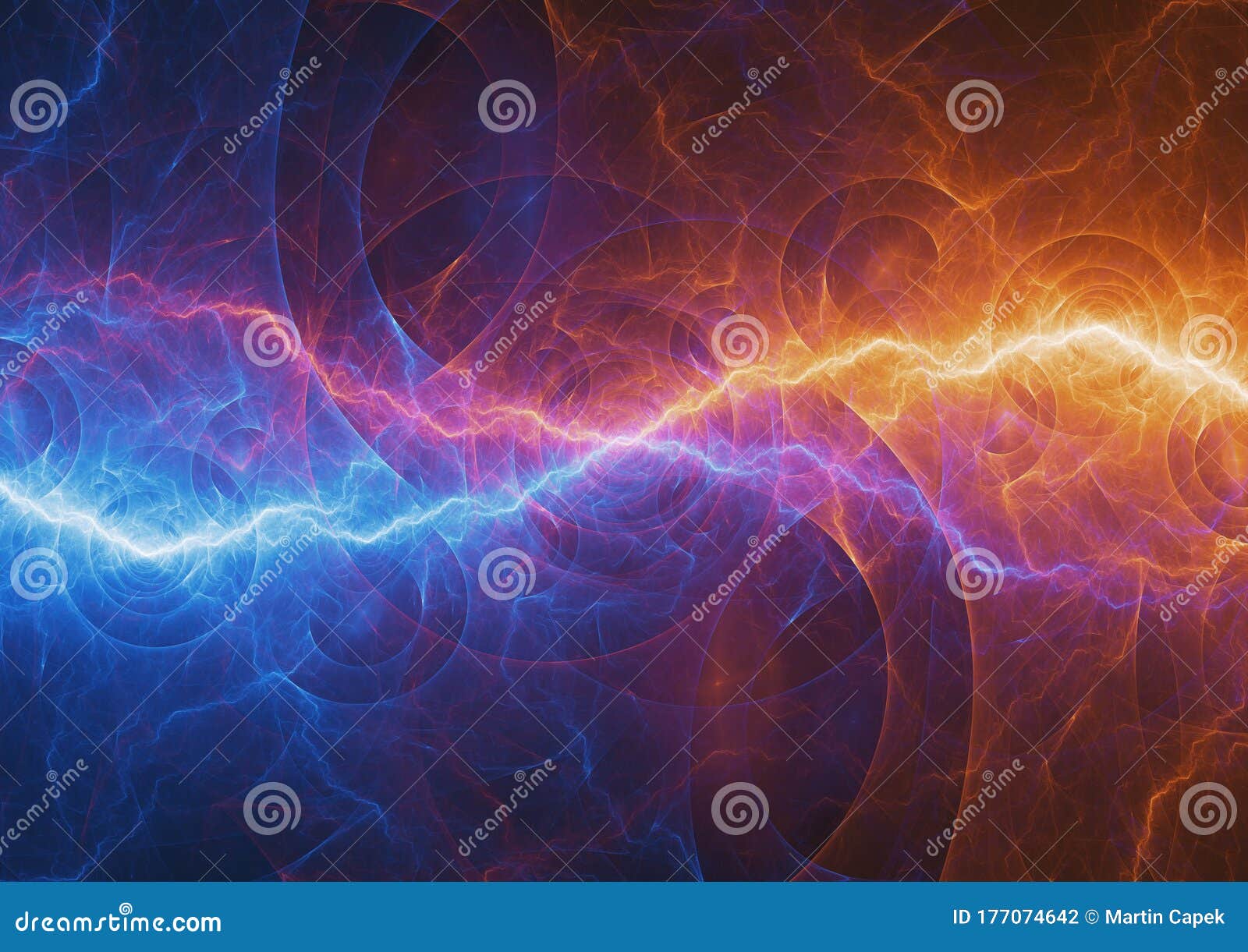 Fire and Ice Lightning Background Stock Illustration - Illustration of ...