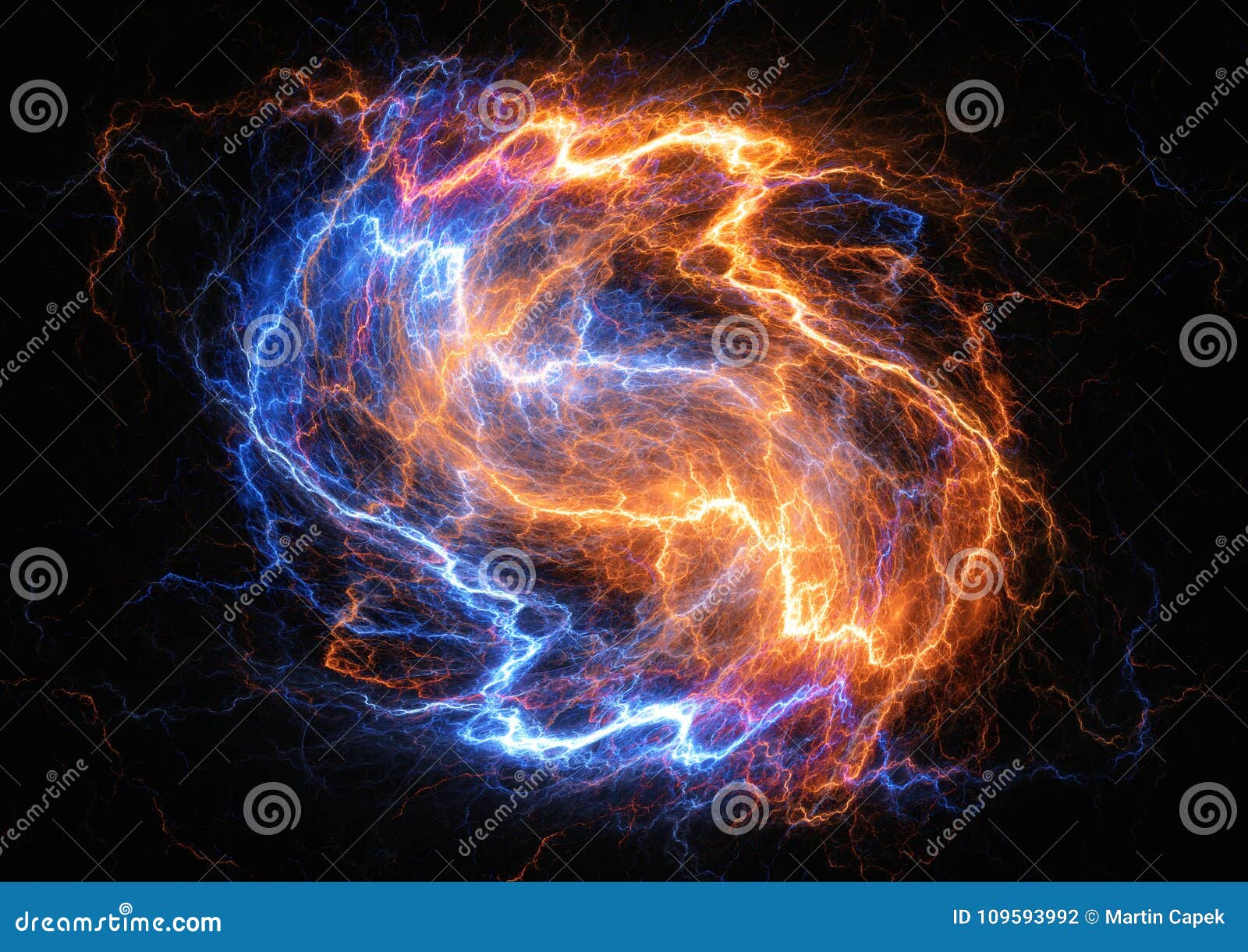 Fire and Ice Lightning Bolt Stock Illustration - Illustration of flash ...