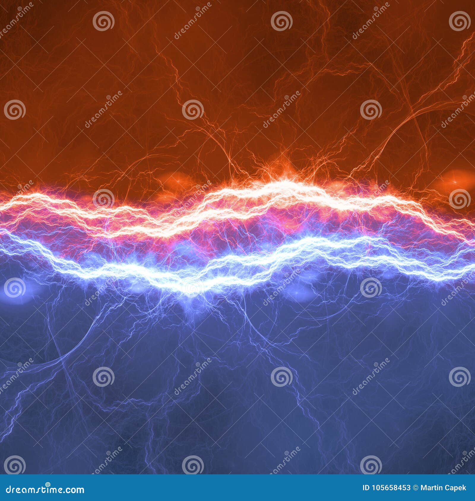 Fire and Ice Lightning Bolt Stock Illustration - Illustration of disco ...