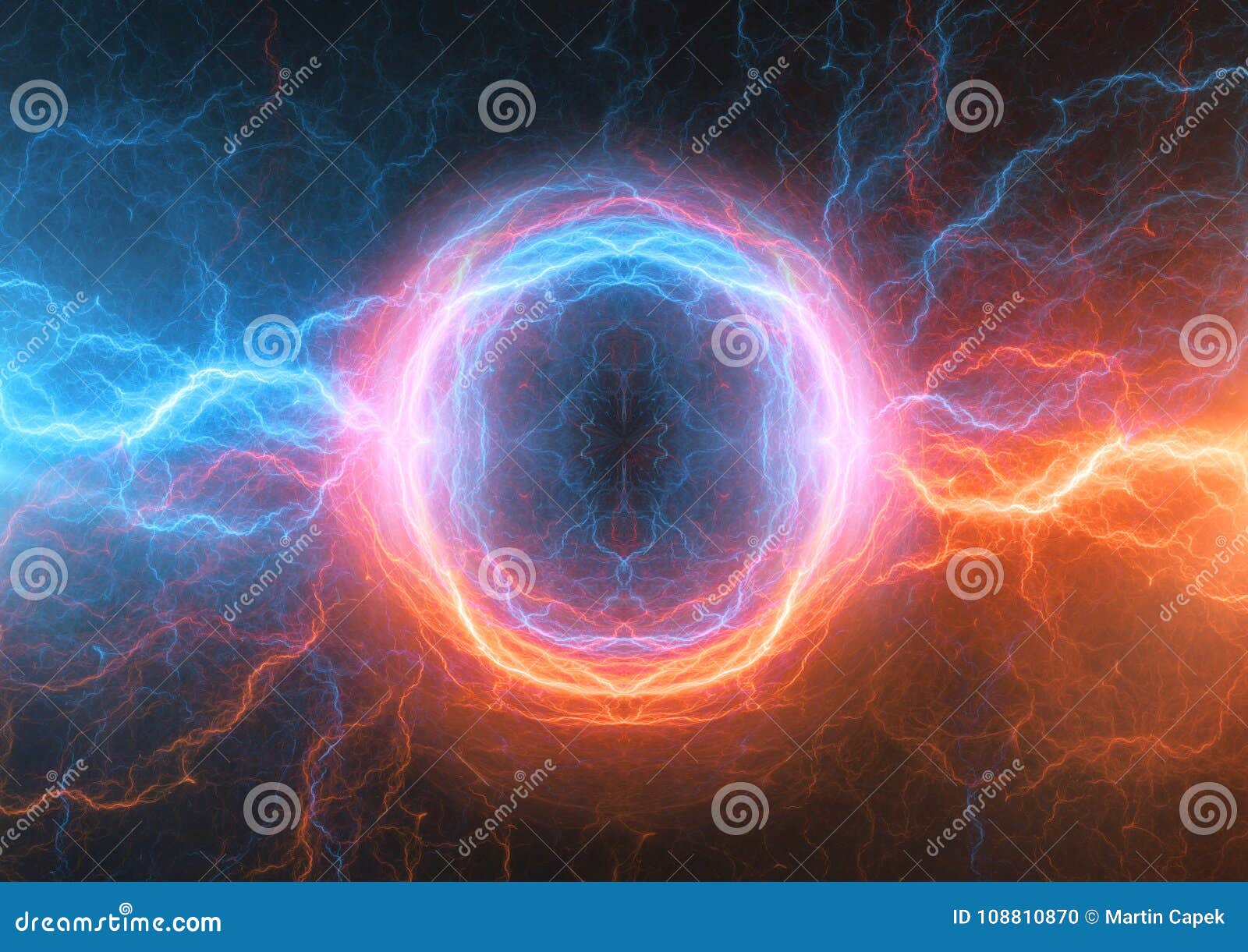 Fire and Ice Lightning Bolt Stock Illustration - Illustration of coil ...