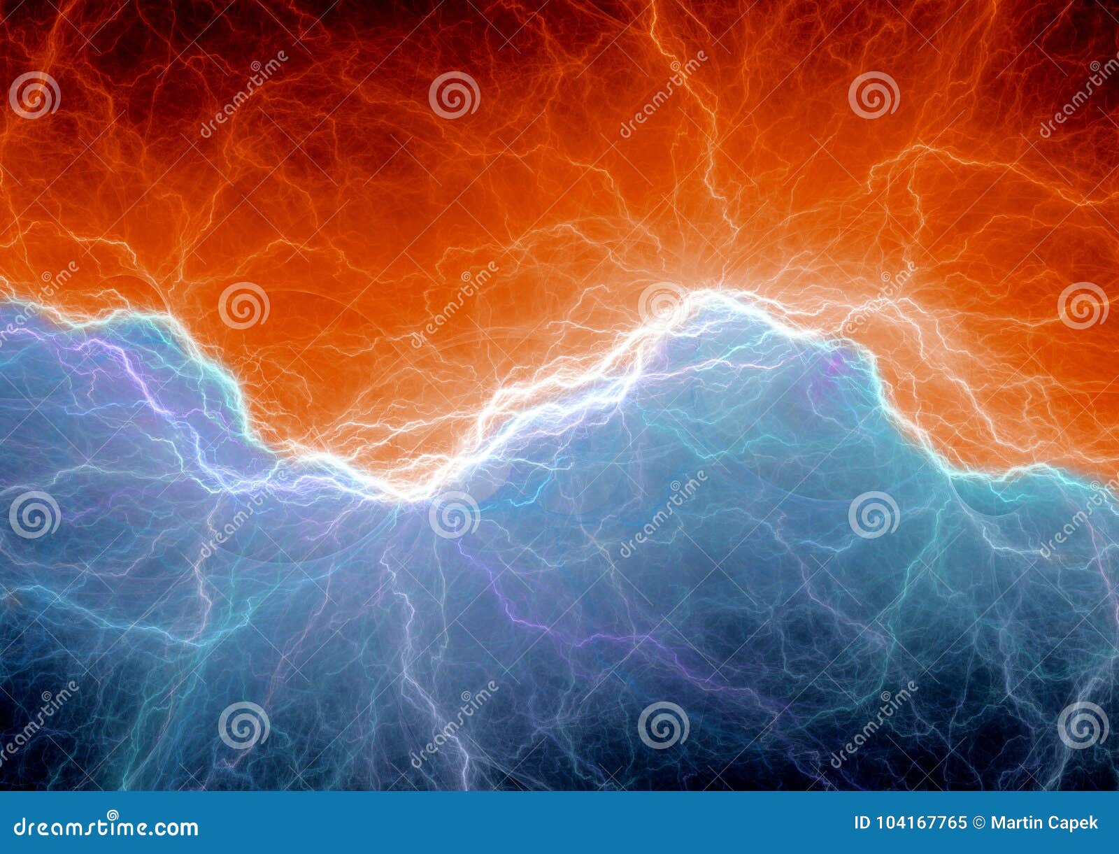 Fire and ice lightning stock illustration. Illustration of core - 104167765