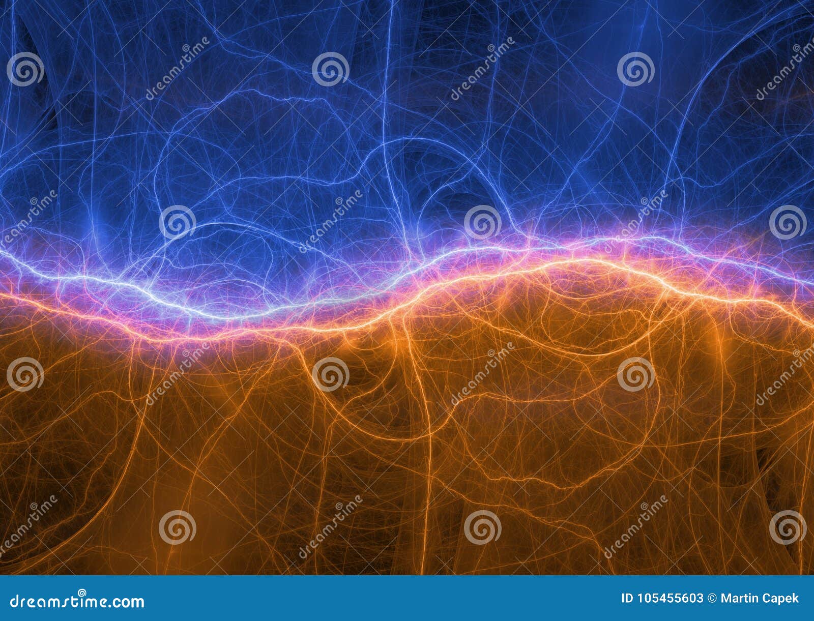 Fire and Ice Lightning or Sound Waves Stock Illustration - Illustration ...