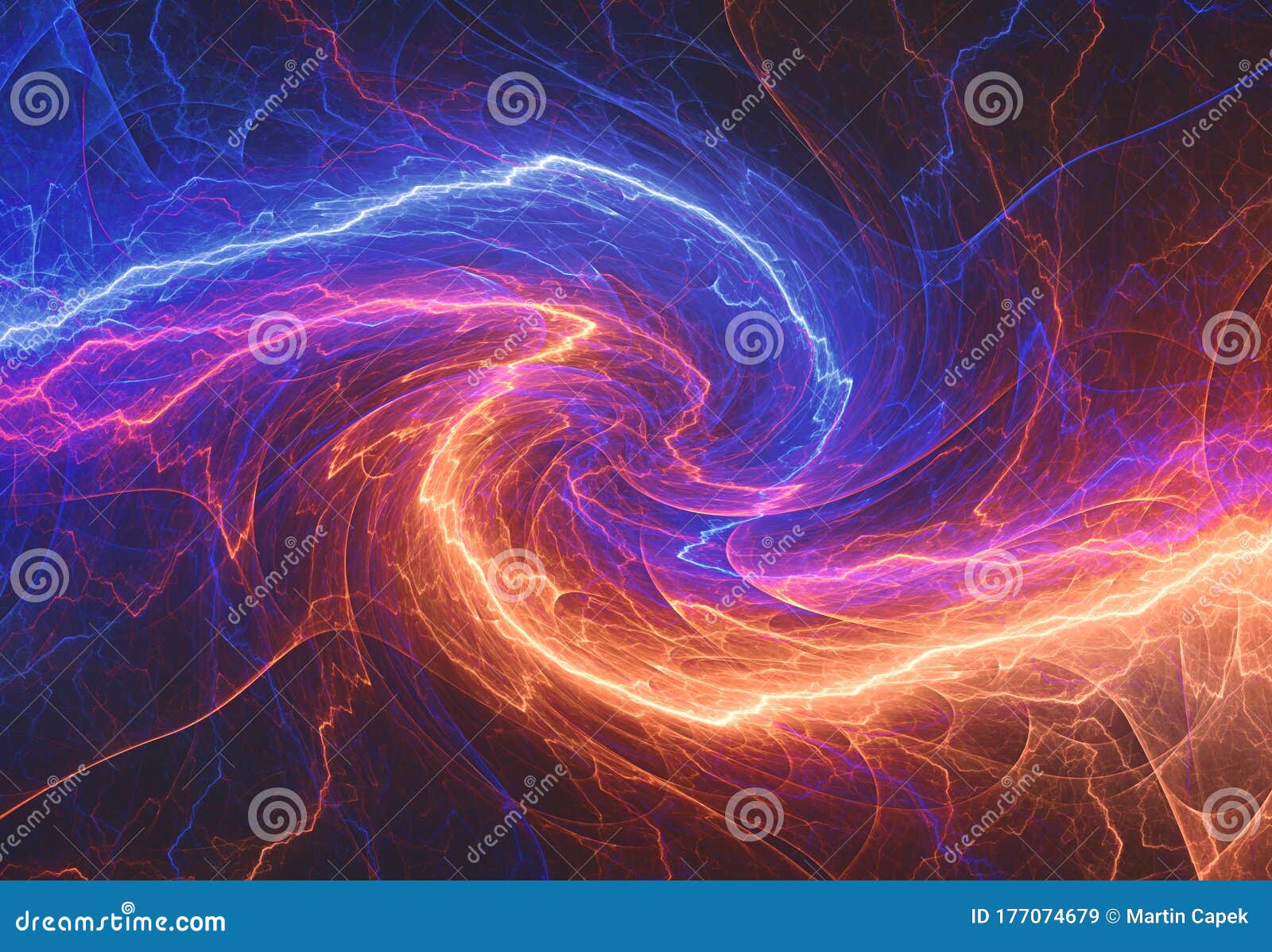 Fire and Ice Lightning Swirl , Electrical Background Stock Illustration ...