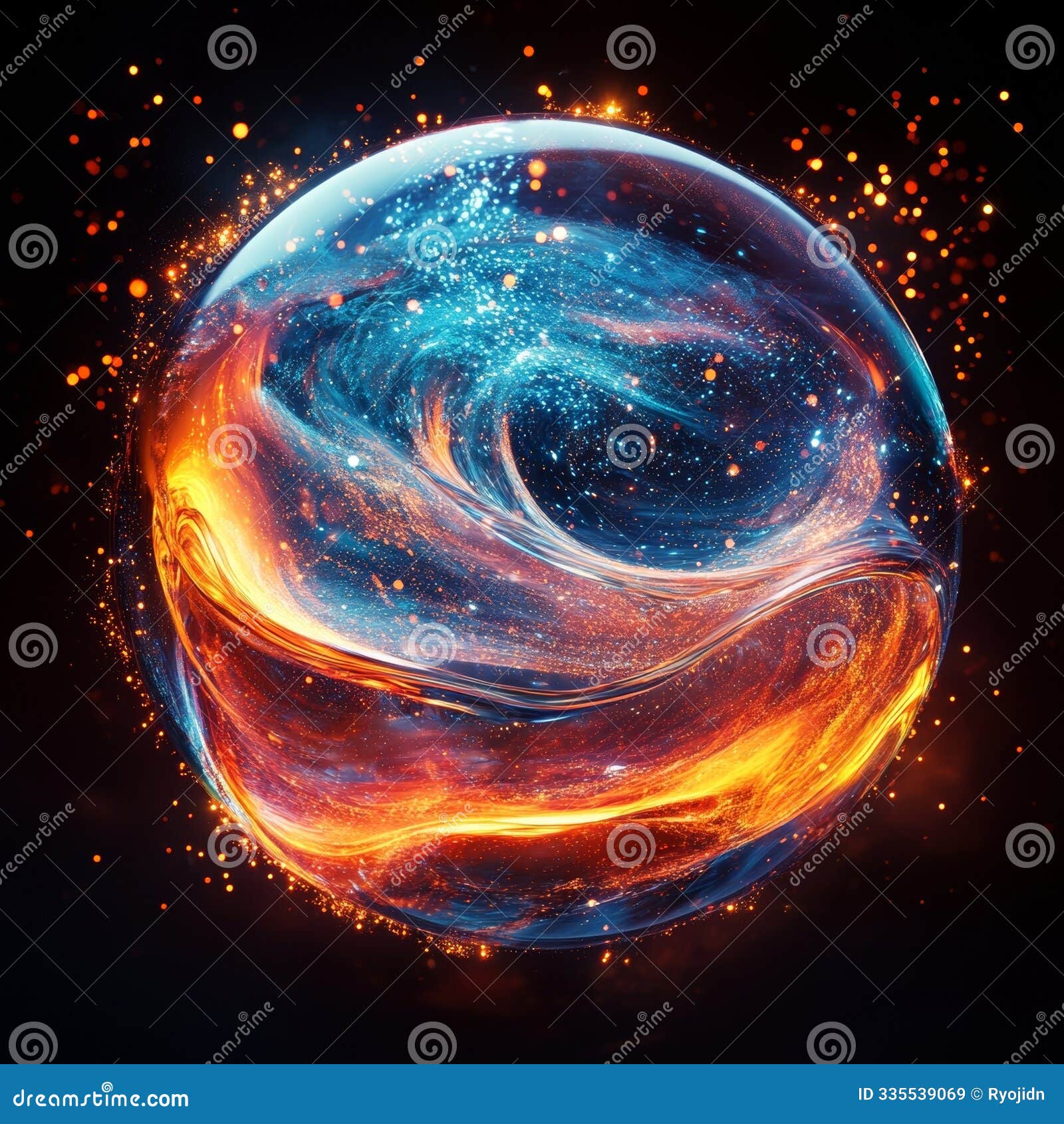 Fire and Ice Orb stock illustration. Illustration of field - 335539069