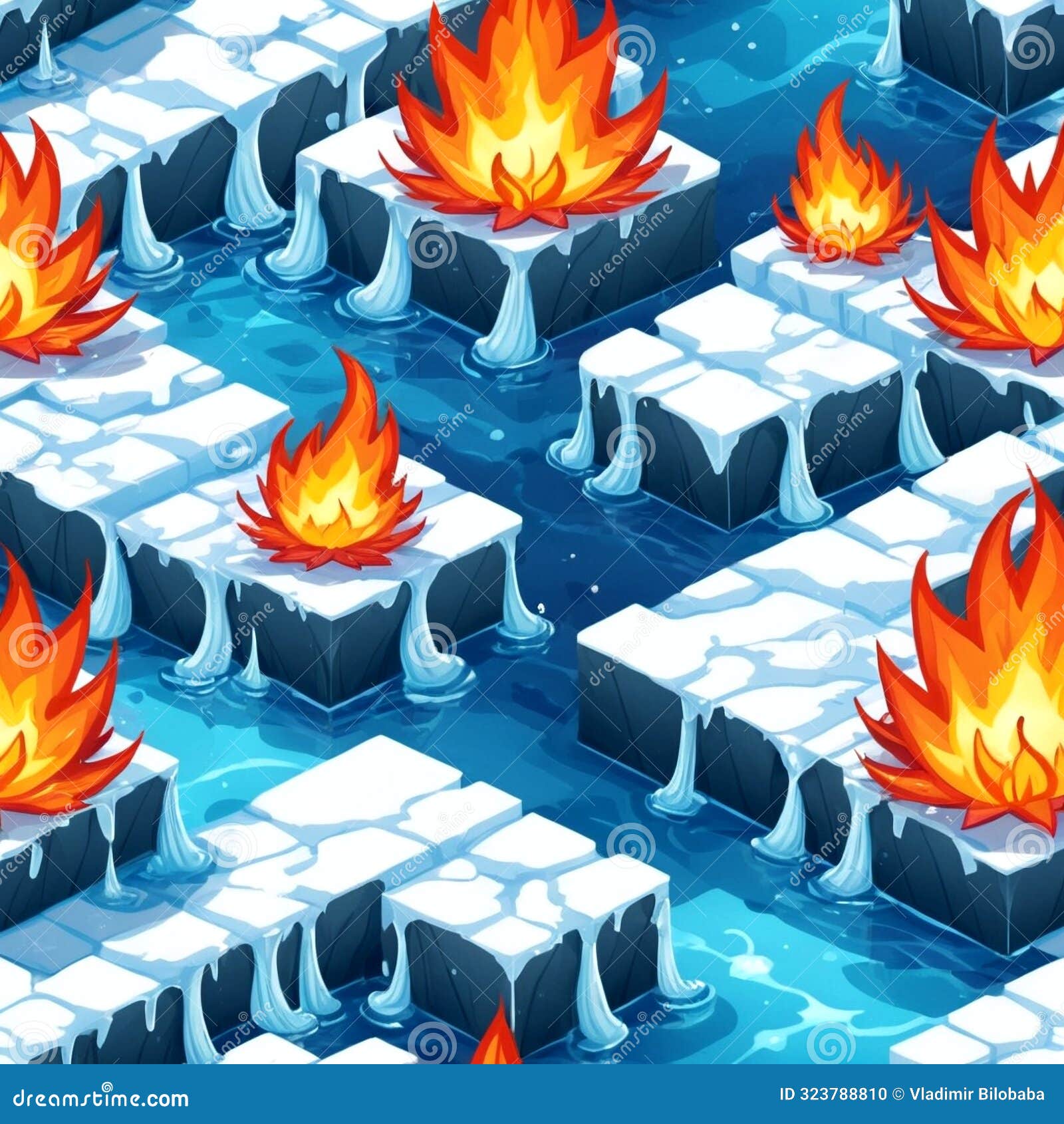 Fire and Ice Pathway Illustration Stock Illustration - Illustration of ...