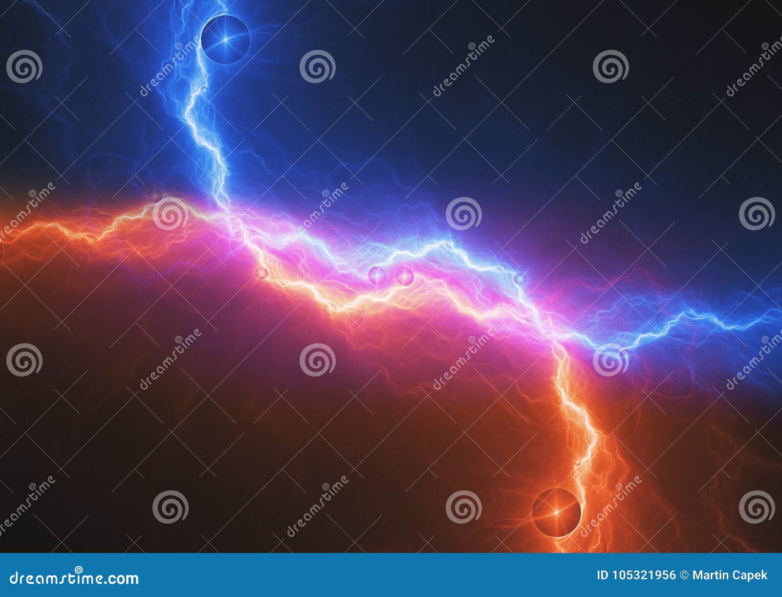 Fire and Ice Plasma Lightning Bolt. Stock Illustration - Illustration ...