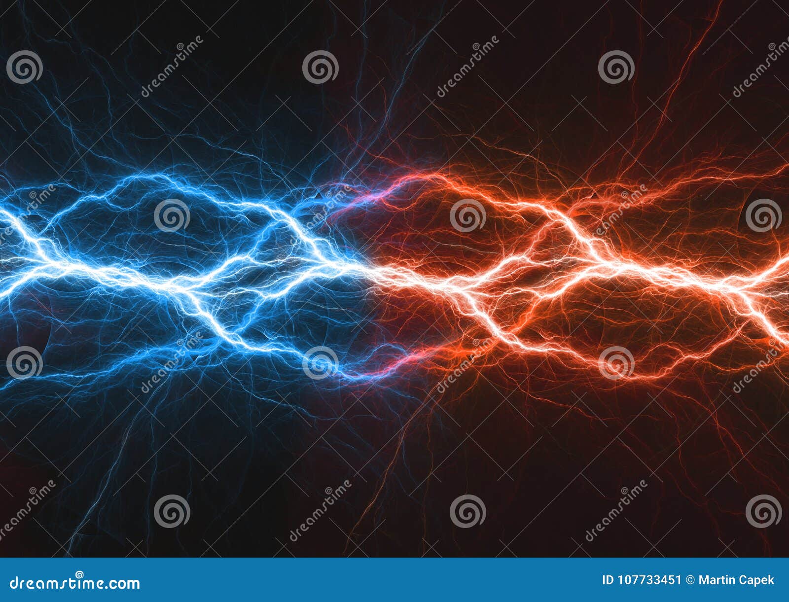 Fire and Ice Plasma Lightning Bolt Stock Illustration - Illustration of ...