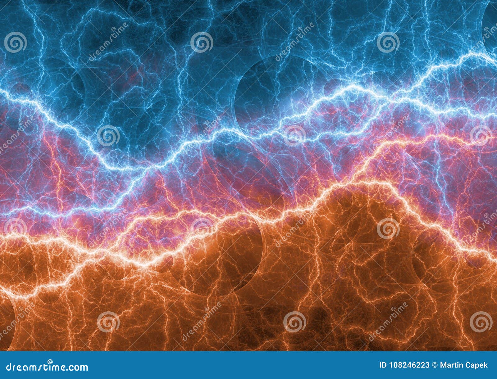 Fire and Ice Plasma Lightning Stock Illustration - Illustration of ...