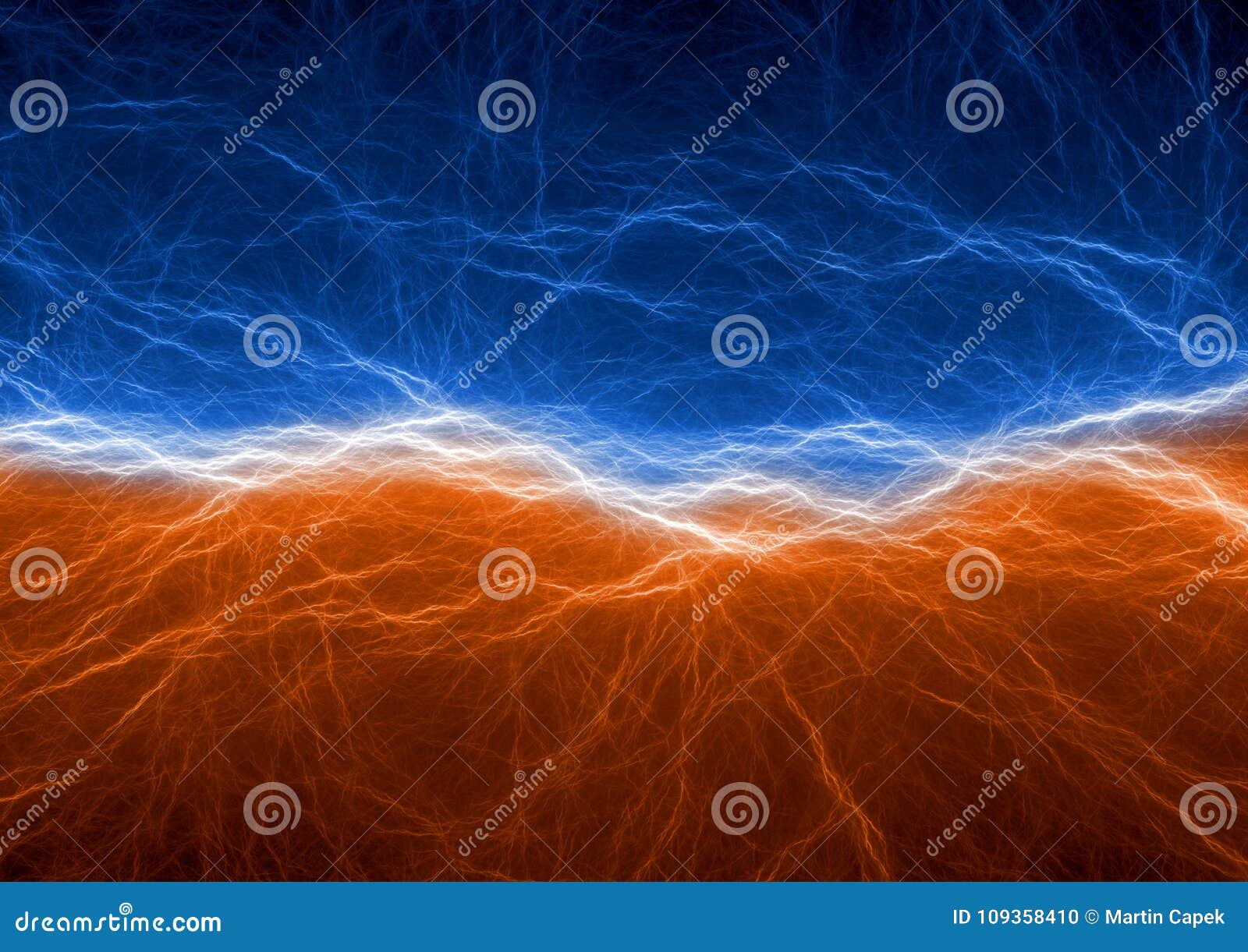 Fire and Ice Plasma Lightning Stock Illustration - Illustration of ...