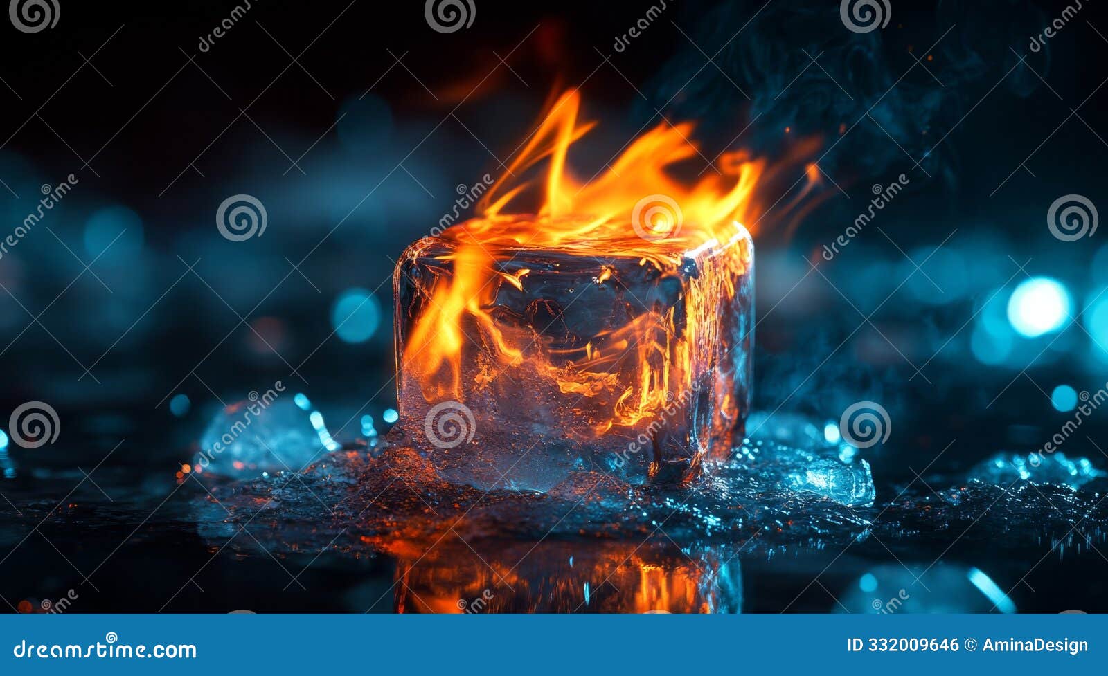 Fire and Ice a Stunning Contrast of Luminous Flames and Frozen Frosty ...