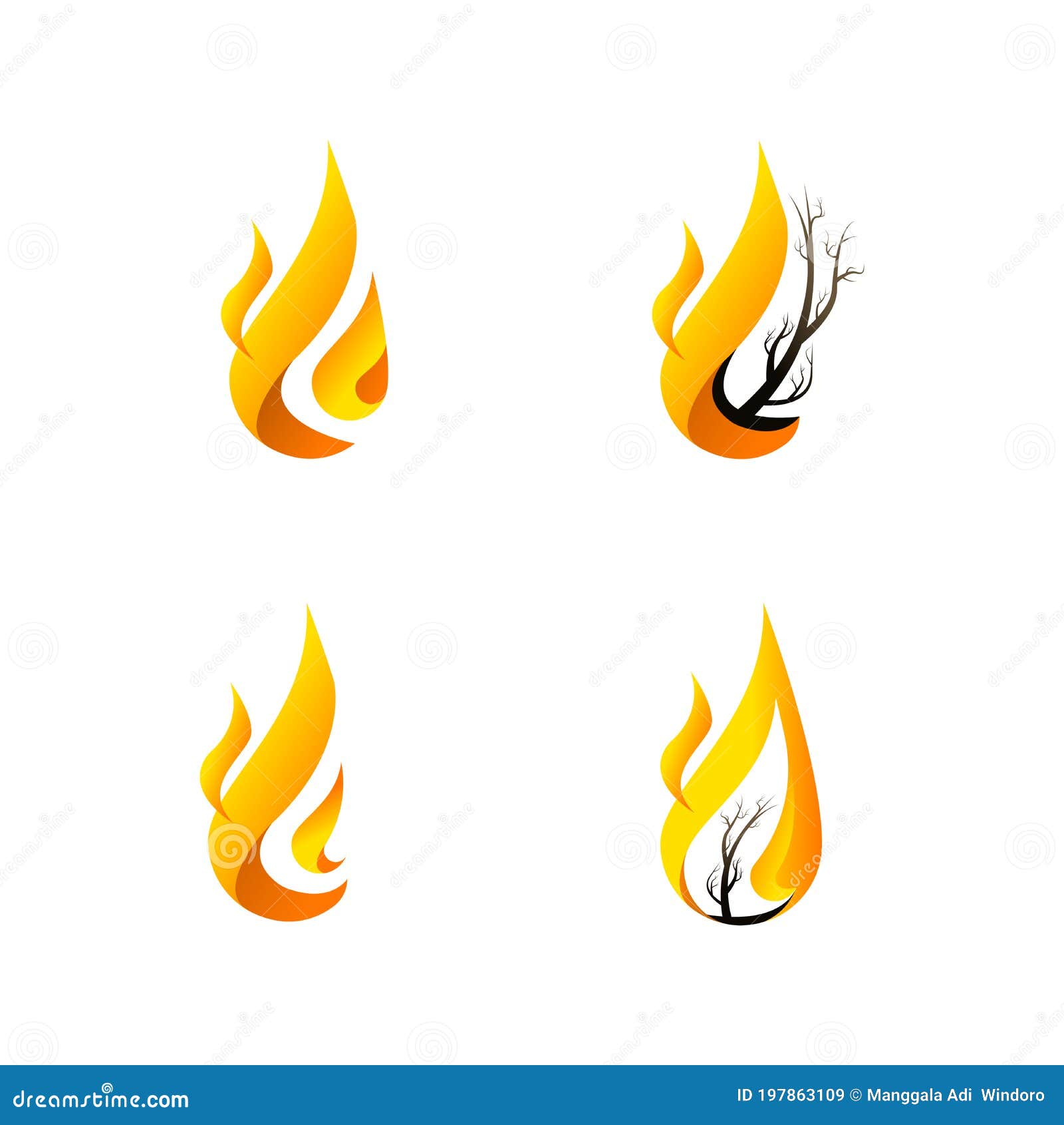 Simple Fire Icon with Branch Stock Vector - Illustration of recolor ...