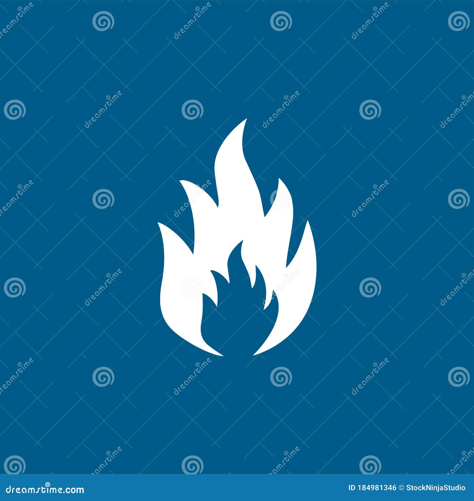 Fire Icon on Blue Background. Blue Flat Style Vector Illustration Stock ...