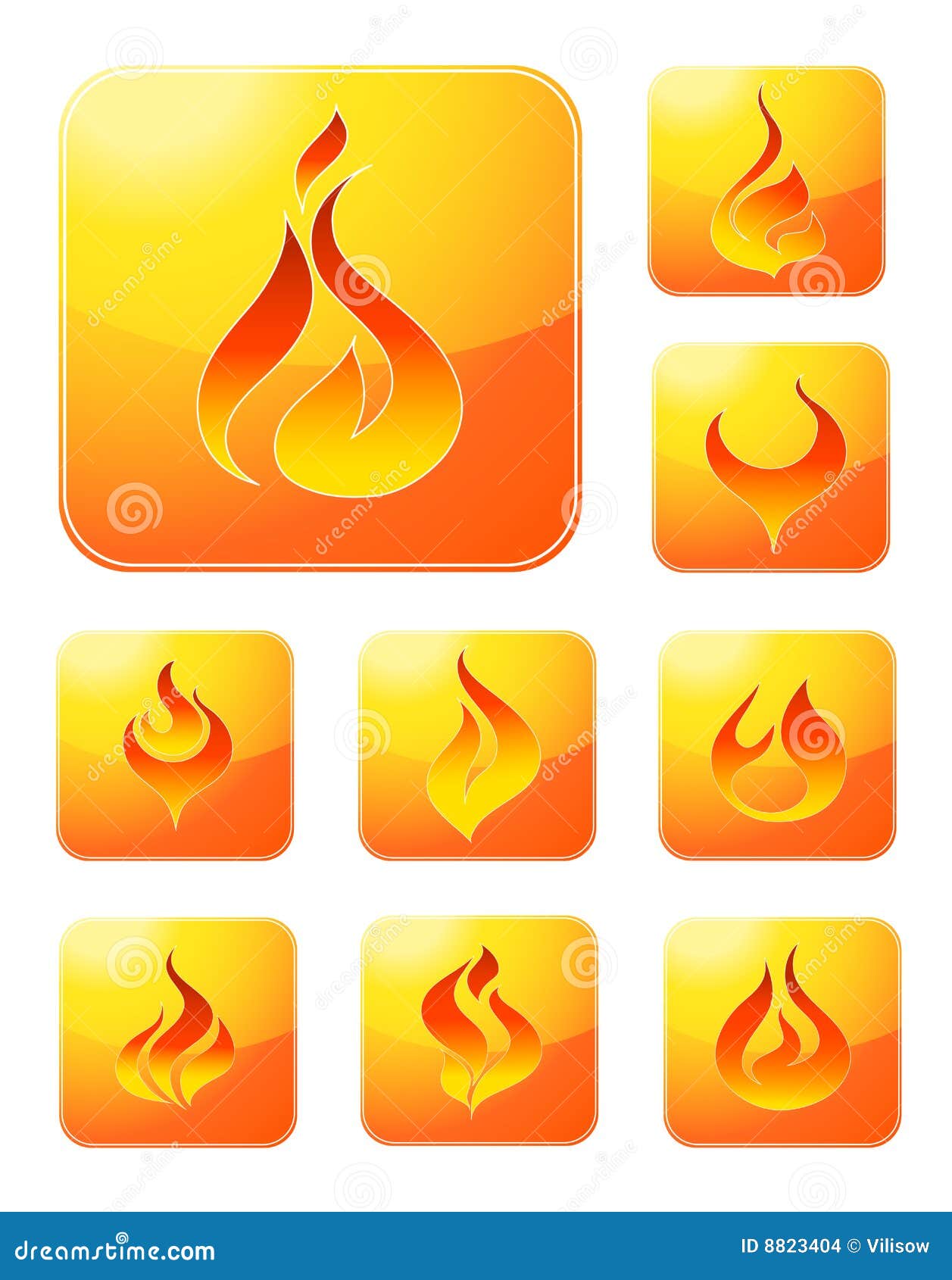 Fire icon collection stock vector. Illustration of vector - 8823404