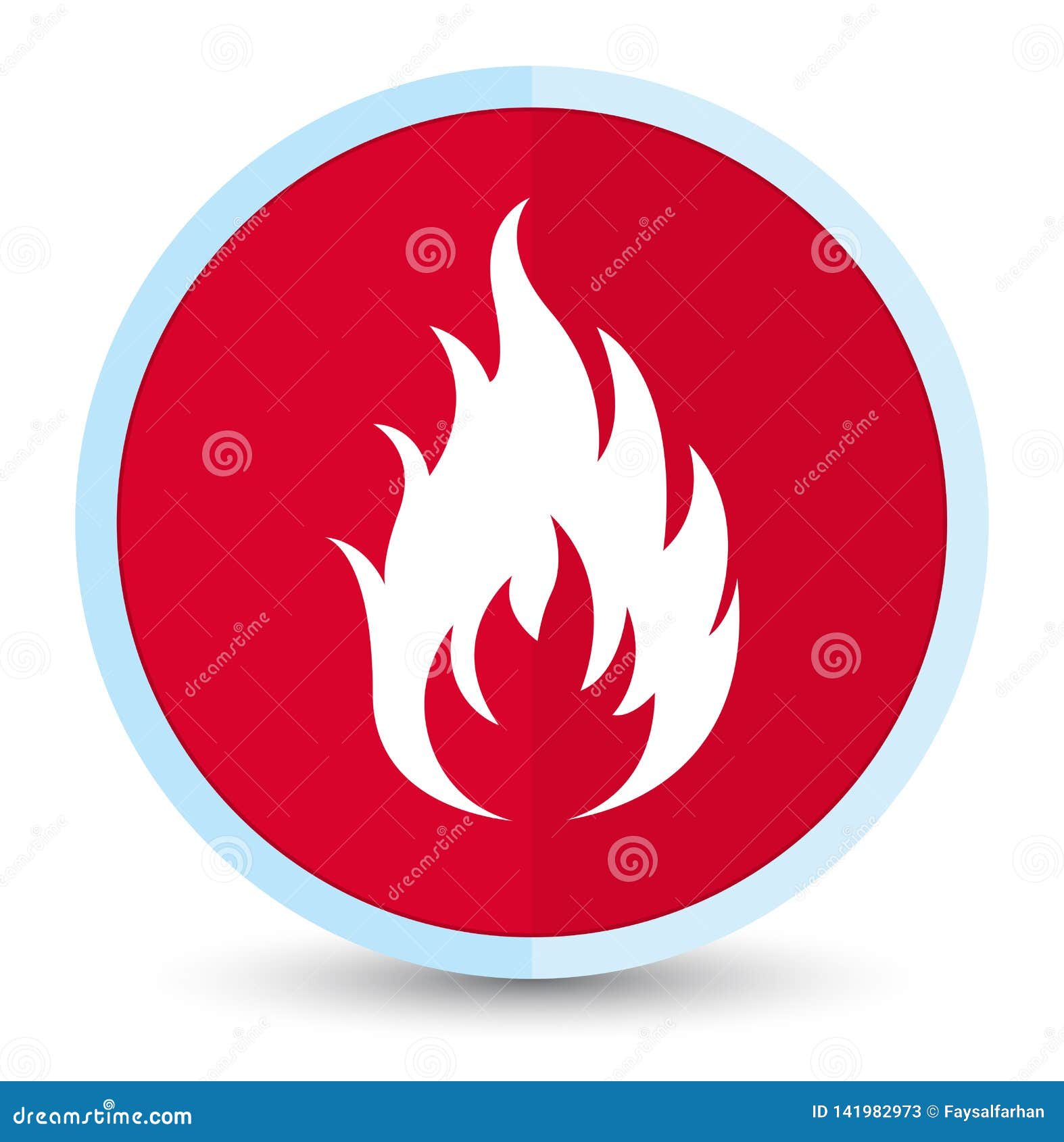 Fire Icon Flat Prime Red Round Button Stock Vector - Illustration of ...