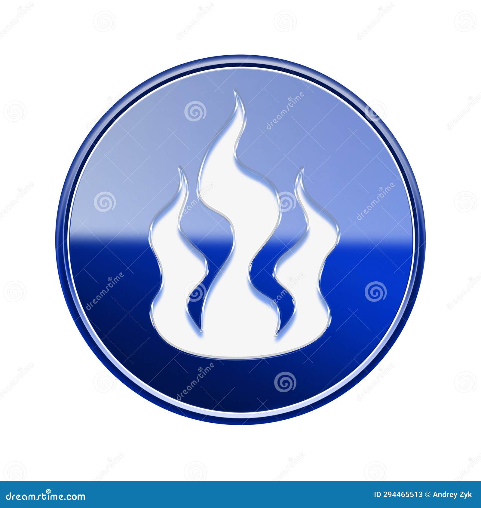 Fire icon glossy blue. stock illustration. Illustration of light ...