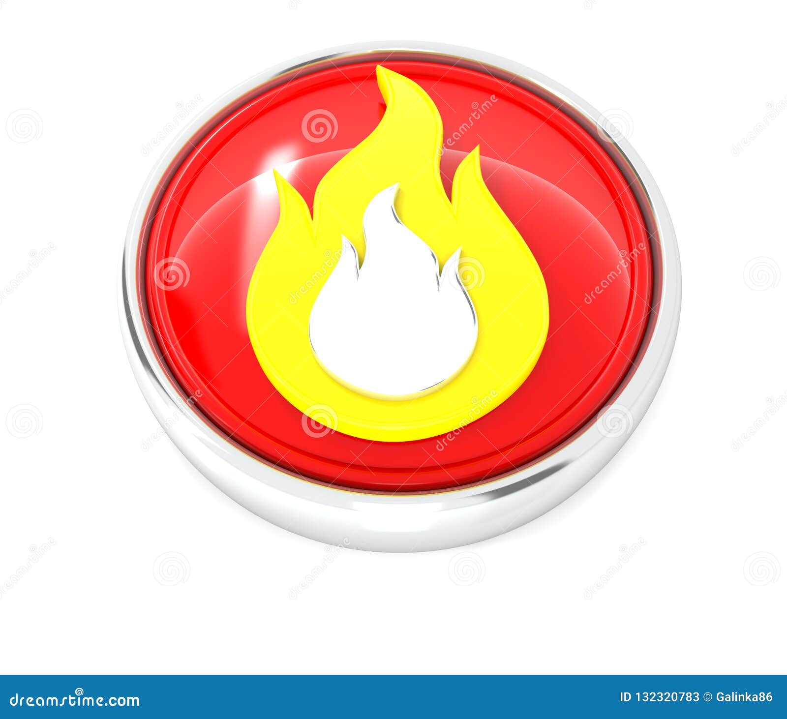 Fire Icon on Glossy Red Round Button Stock Illustration - Illustration ...