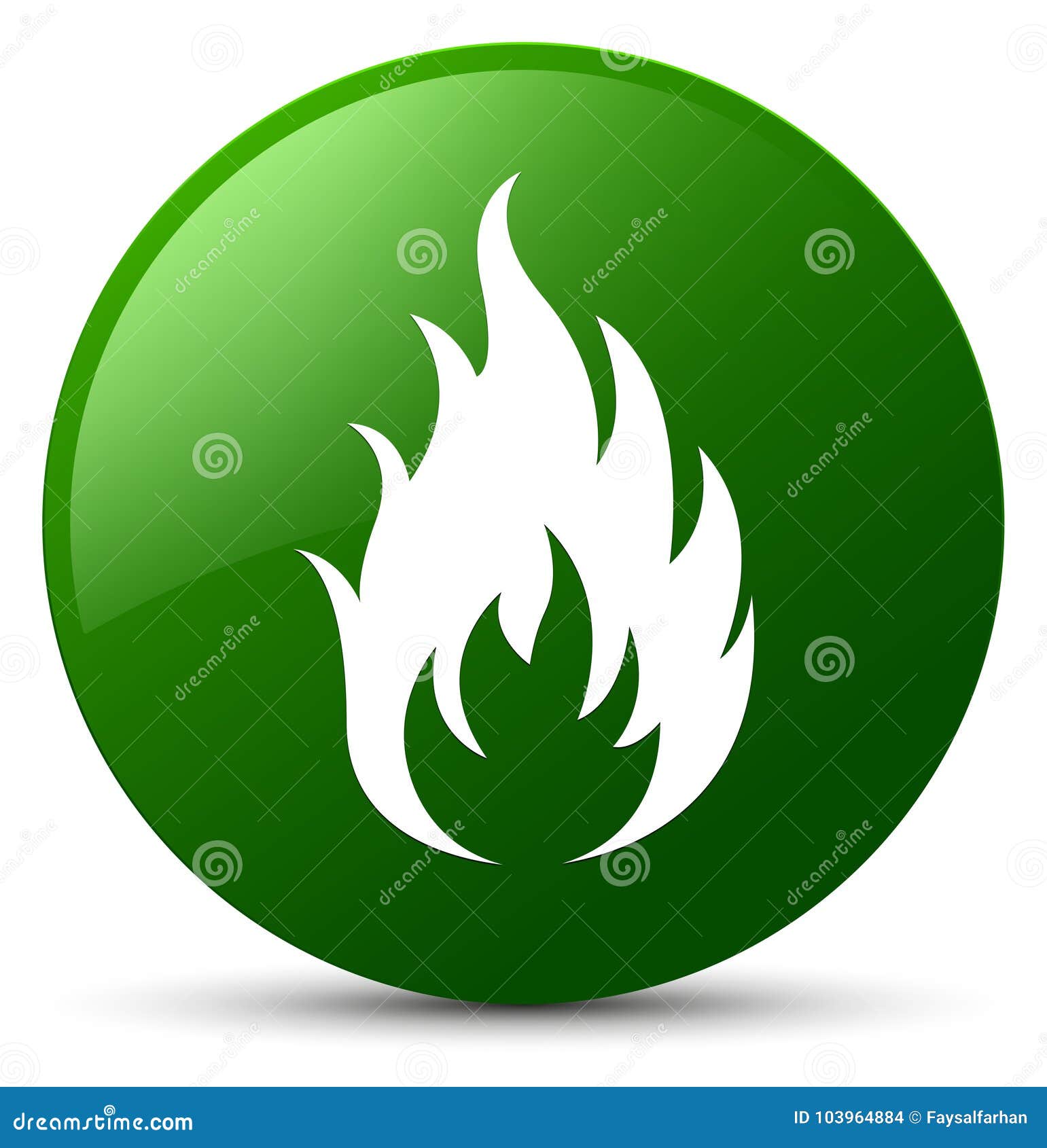 Fire Icon Green Round Button Stock Illustration - Illustration of ...