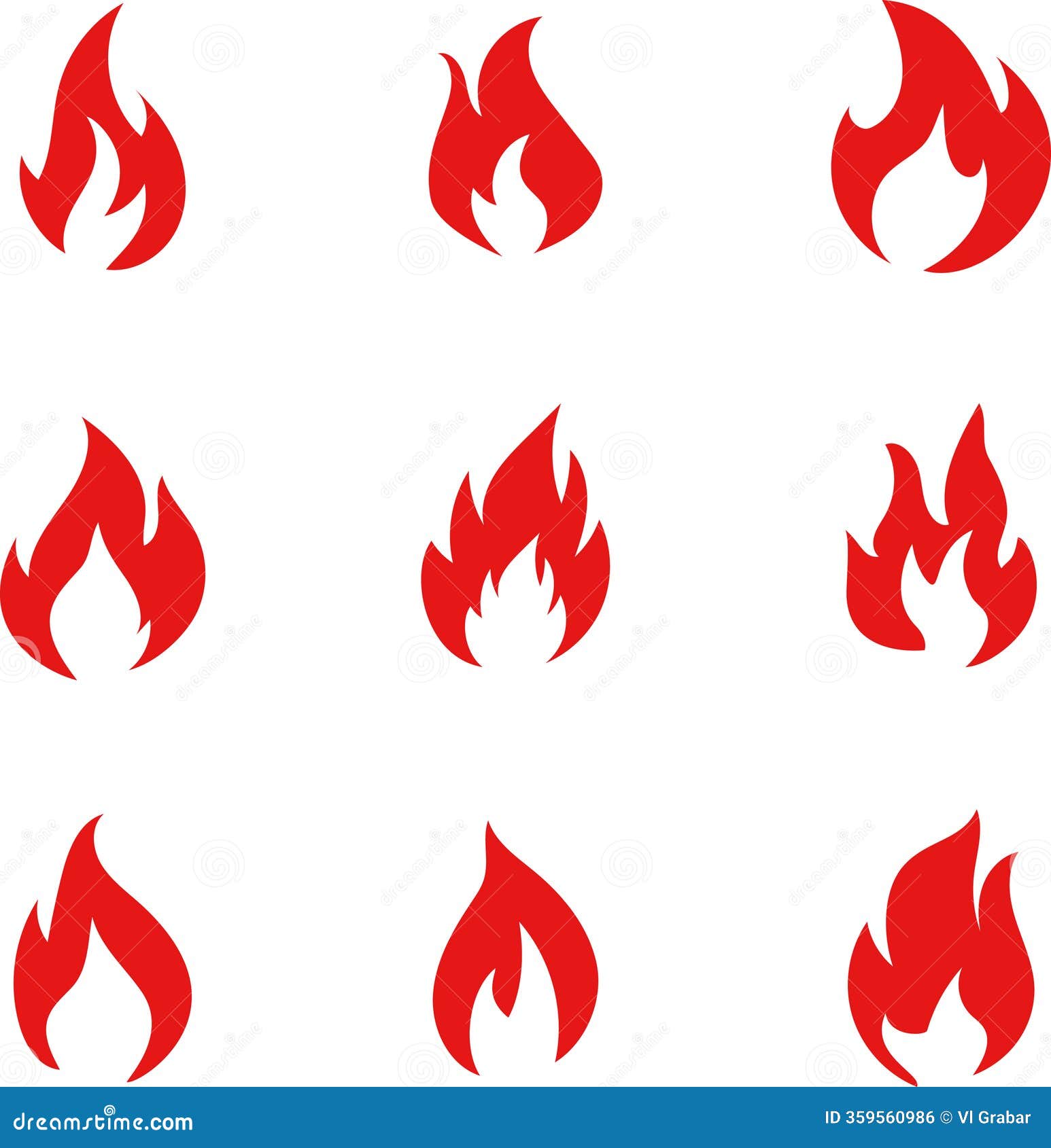 Fire Icon in Line Style, Flames, Flame of Shapes, Bonfire Flat Vector ...