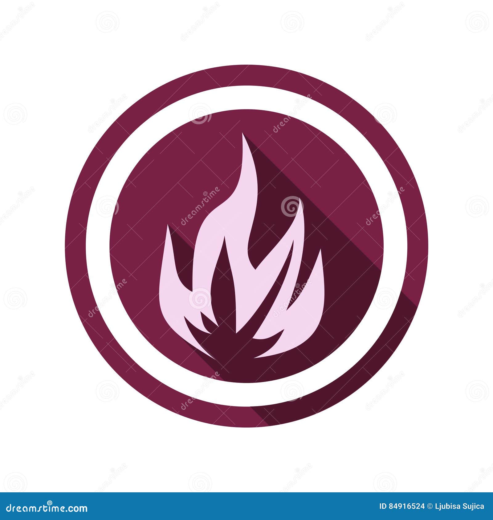 Fire icon with long shadow stock illustration. Illustration of ...