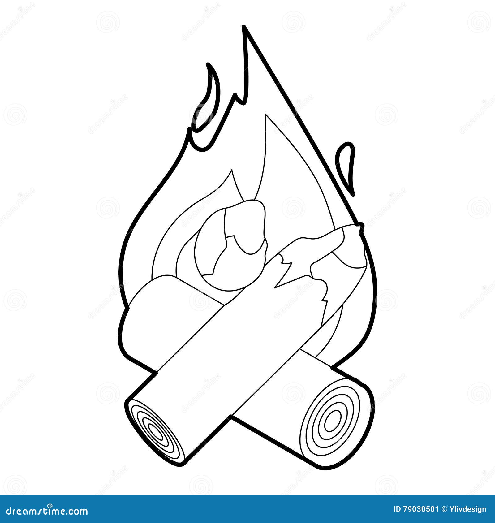 Fire icon, outline style stock vector. Illustration of bonfire - 79030501