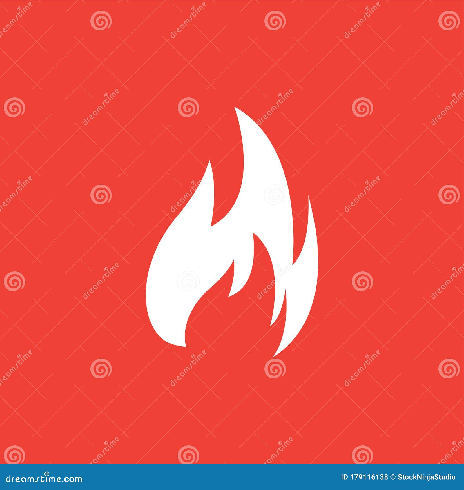 Fire Icon on Red Background. Red Flat Style Vector Illustration Stock ...