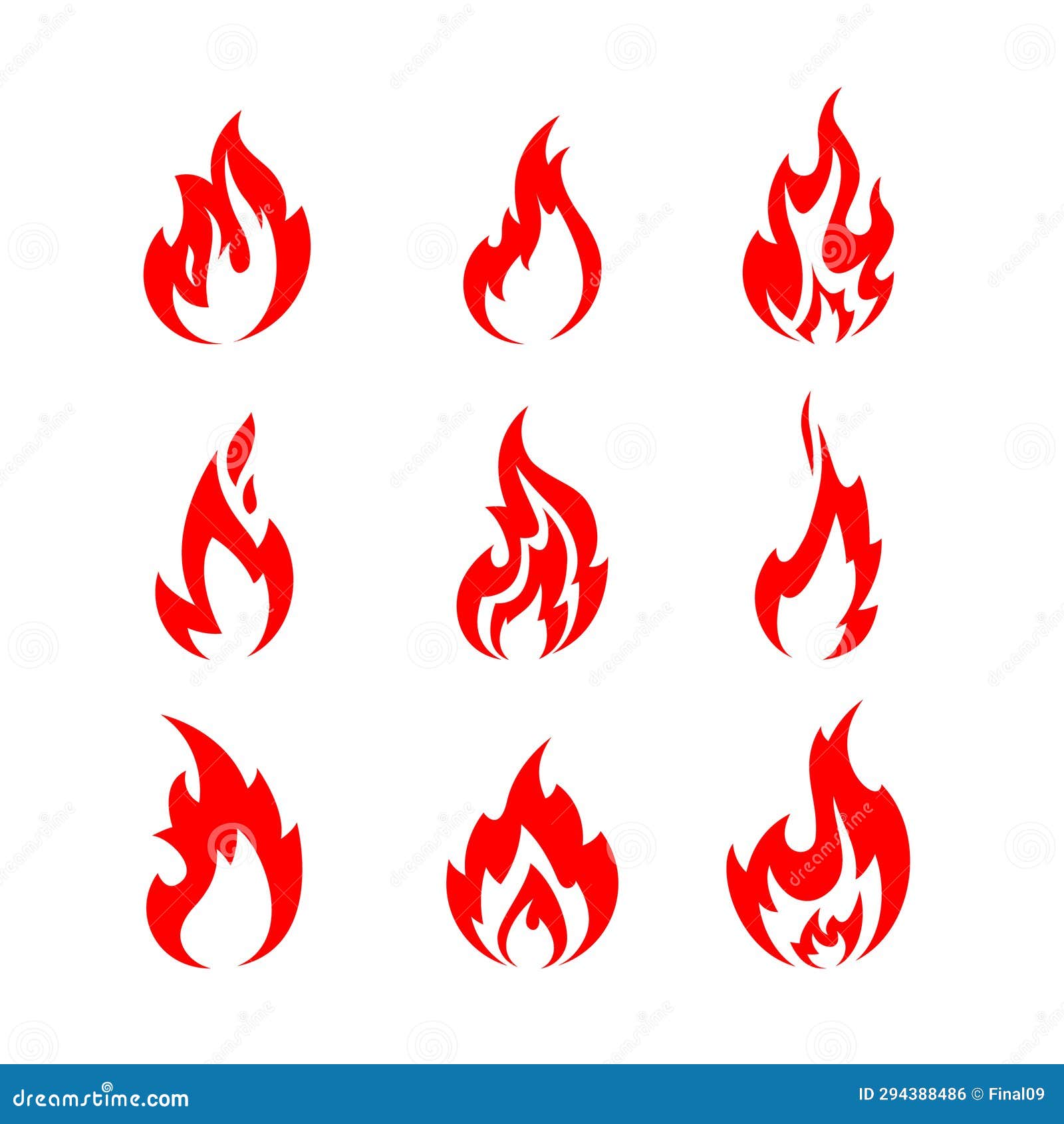 Fire Icon Red Color. Symbol or Emblem Stock Vector - Illustration of ...