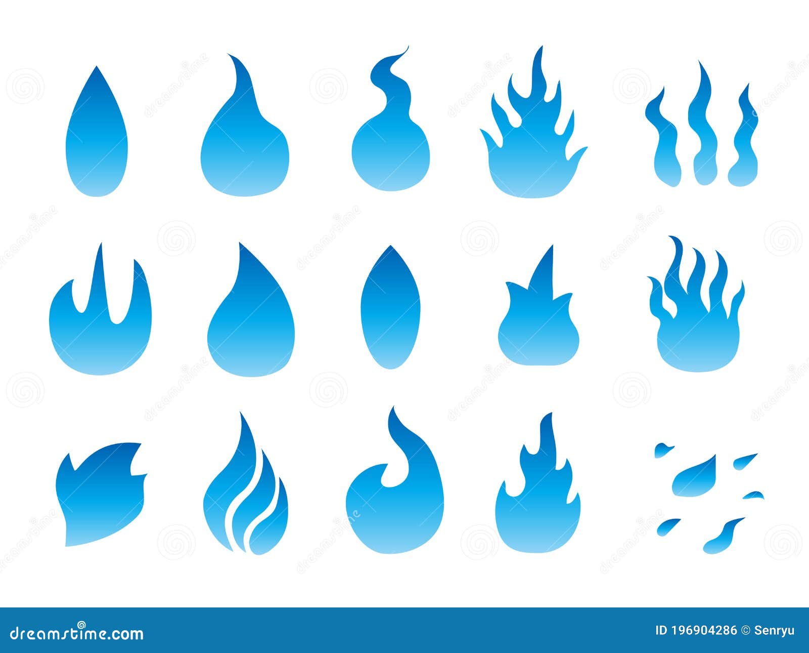 Fire icon set Blue stock vector. Illustration of collection - 196904286