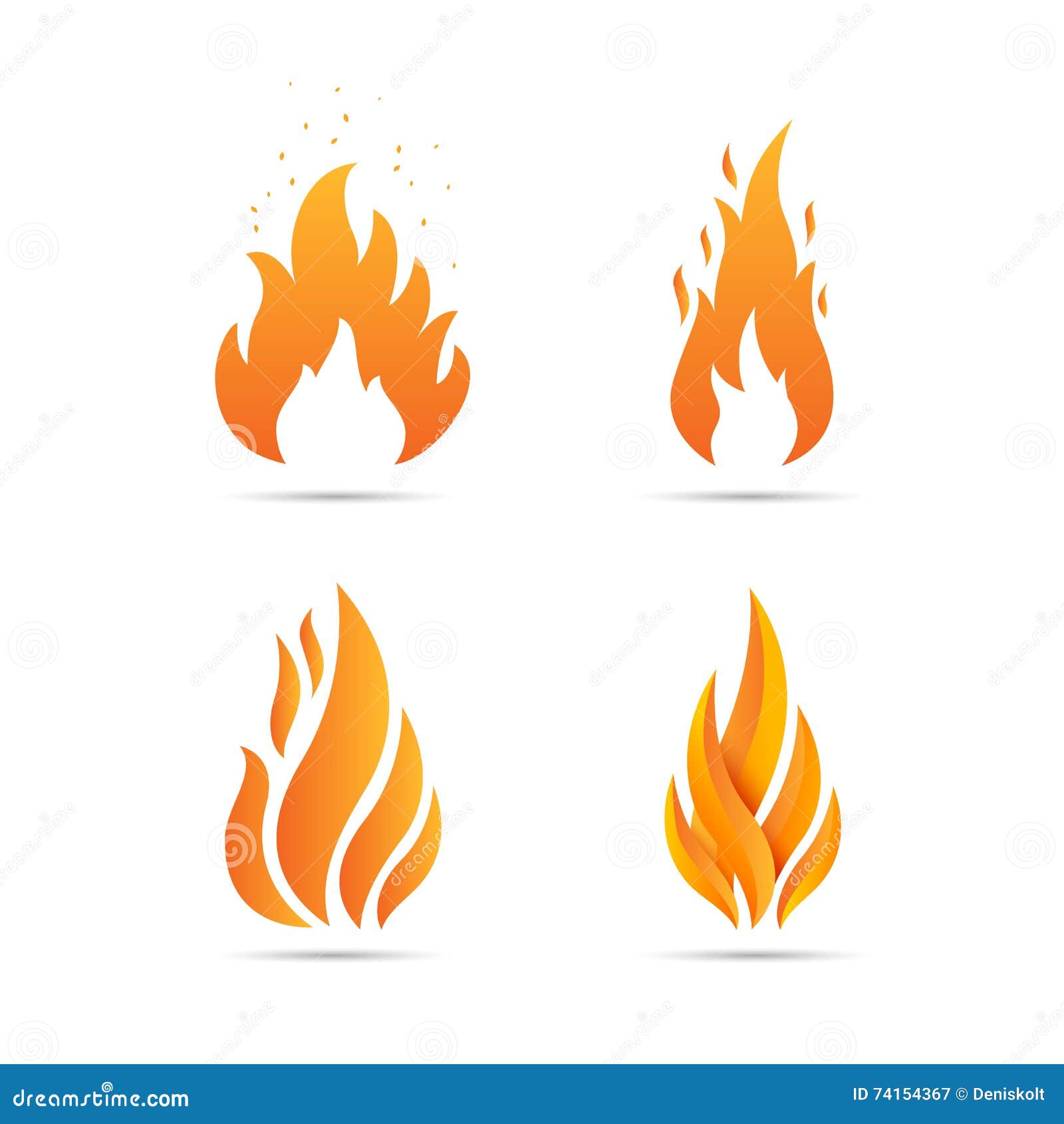 Fire Icon set stock vector. Illustration of flame, decoration - 74154367